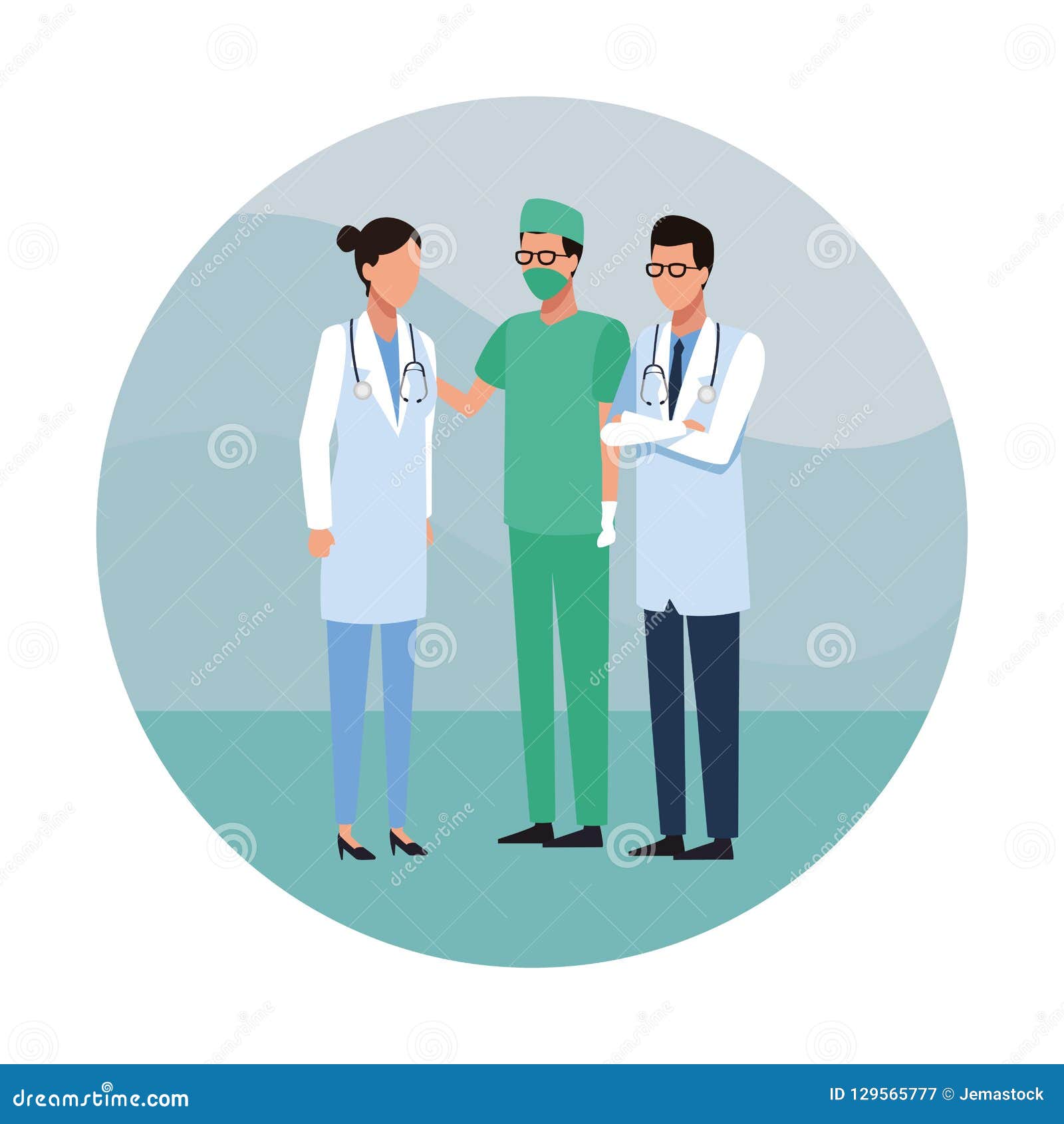 Medical Teamwork Round Icon Stock Vector - Illustration of round ...