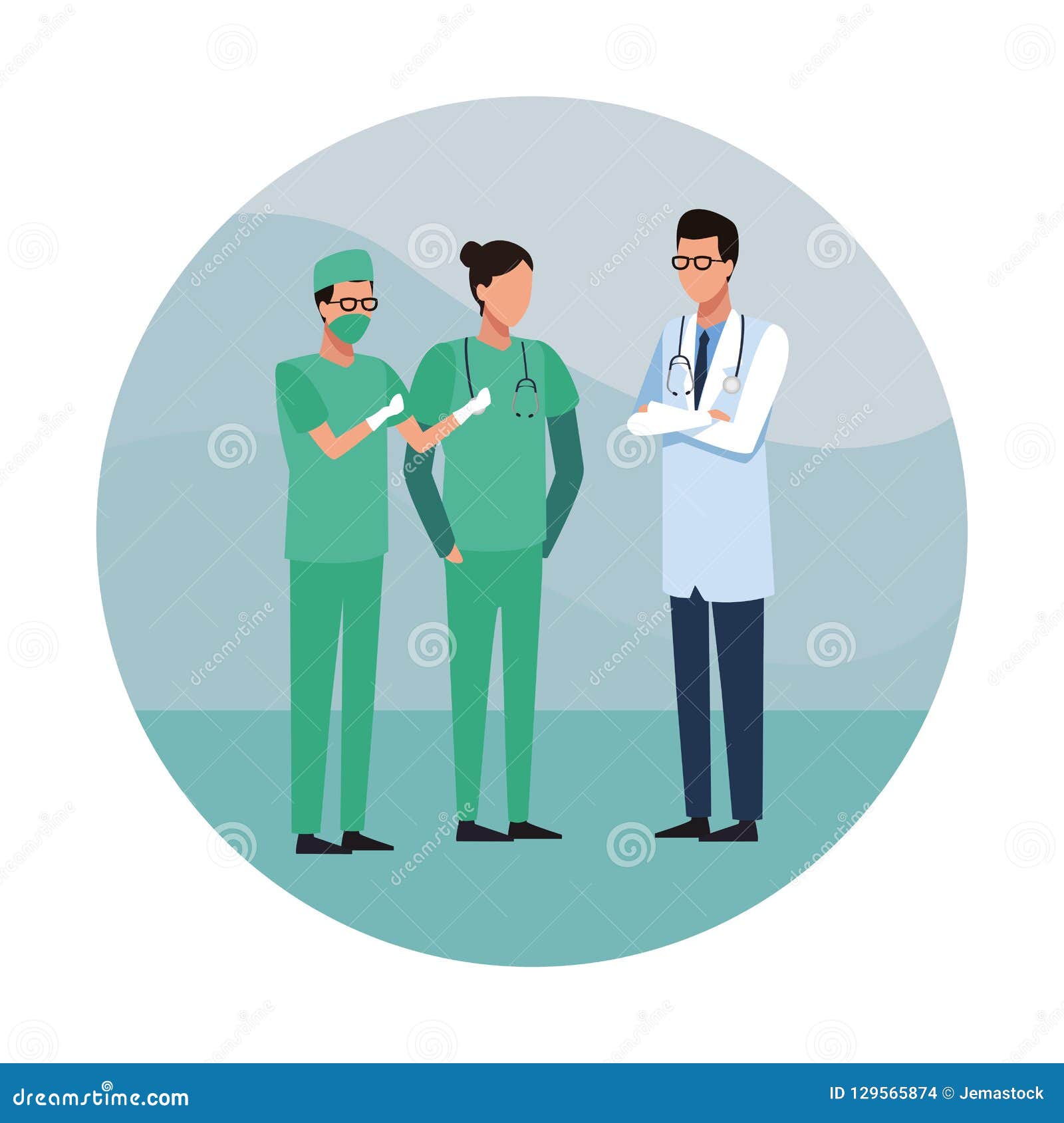 Medical Teamwork Round Icon Stock Vector - Illustration of products ...