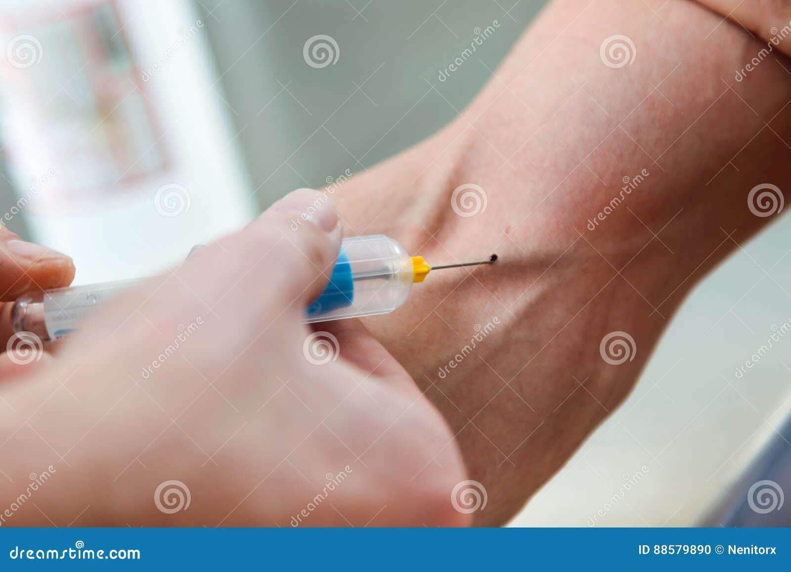 Medical Technologist Doing a Blood Draw Services for Patient. Stock ...