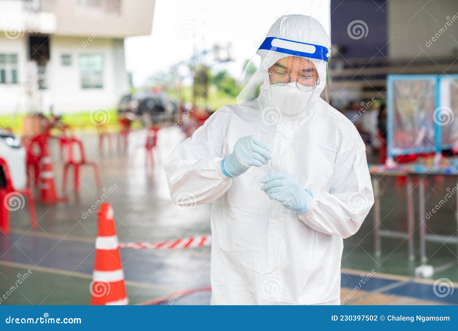 Medical Technologist Holding COVID-19 Test Kit in Field Hospital ...