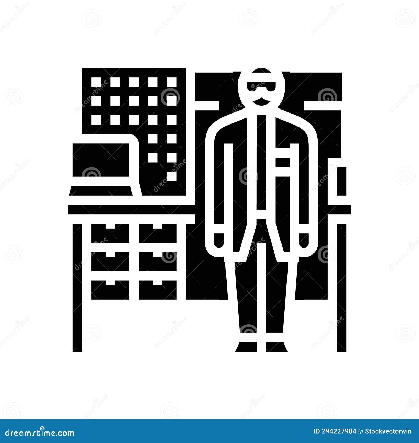 Medical Technologist at Workbench Glyph Icon Vector Illustration Stock ...