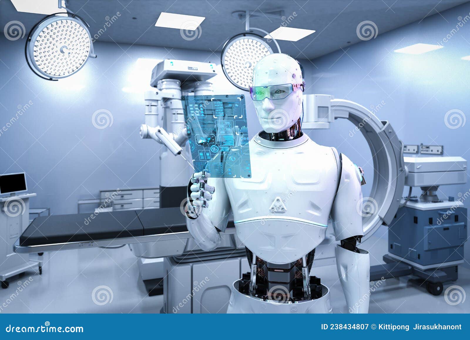 Medical Technology Concept with Cyborg in Laboratory Stock Illustration ...