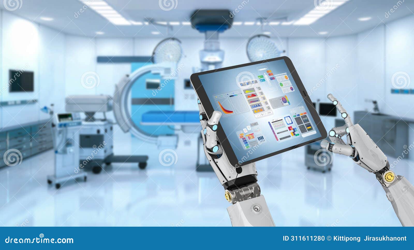 Medical Technology Concept with Doctor Robot with Graphic Interface ...