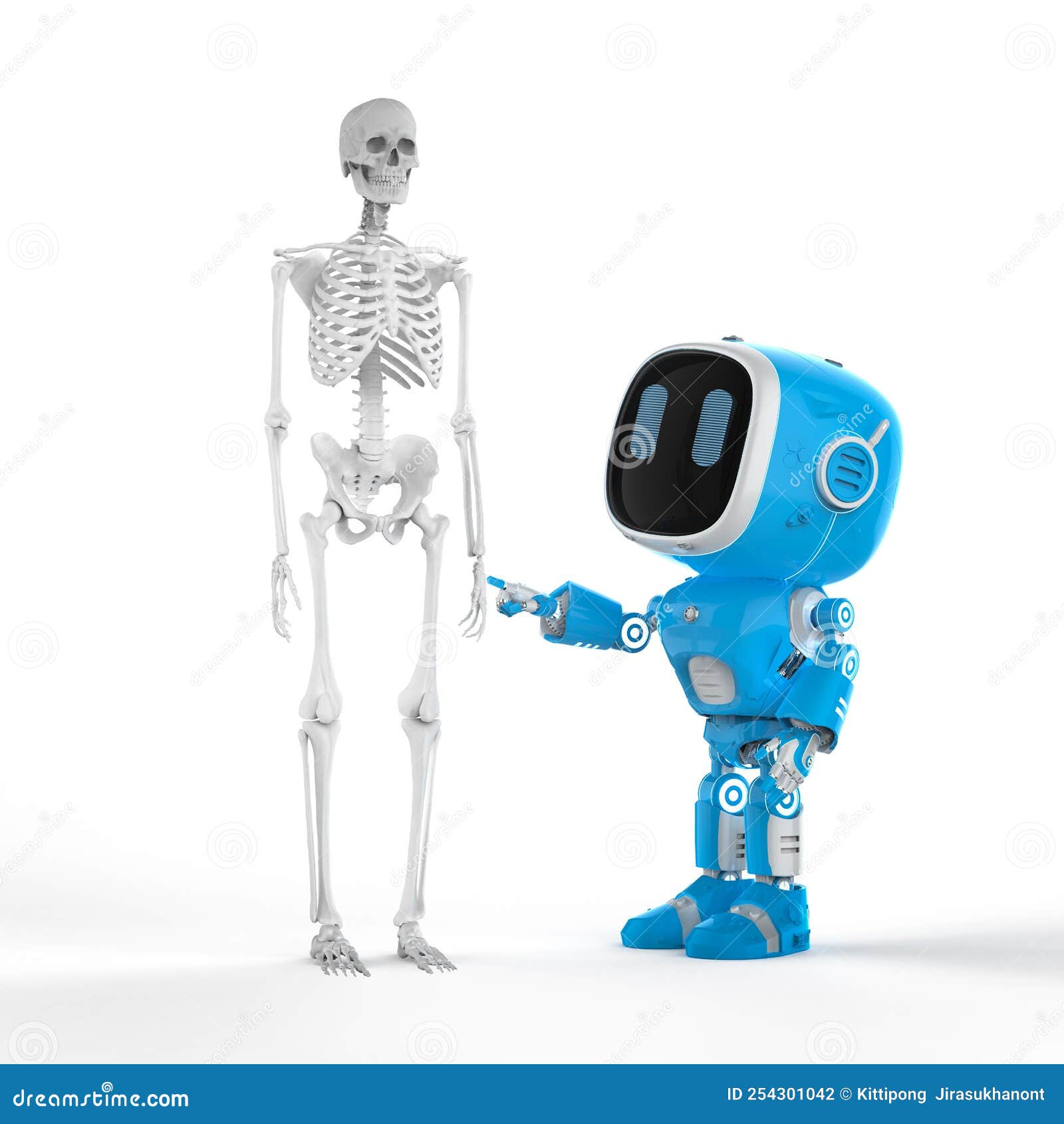 Blue Robotic Assistant or Artificial Intelligence Robot with Full Body ...