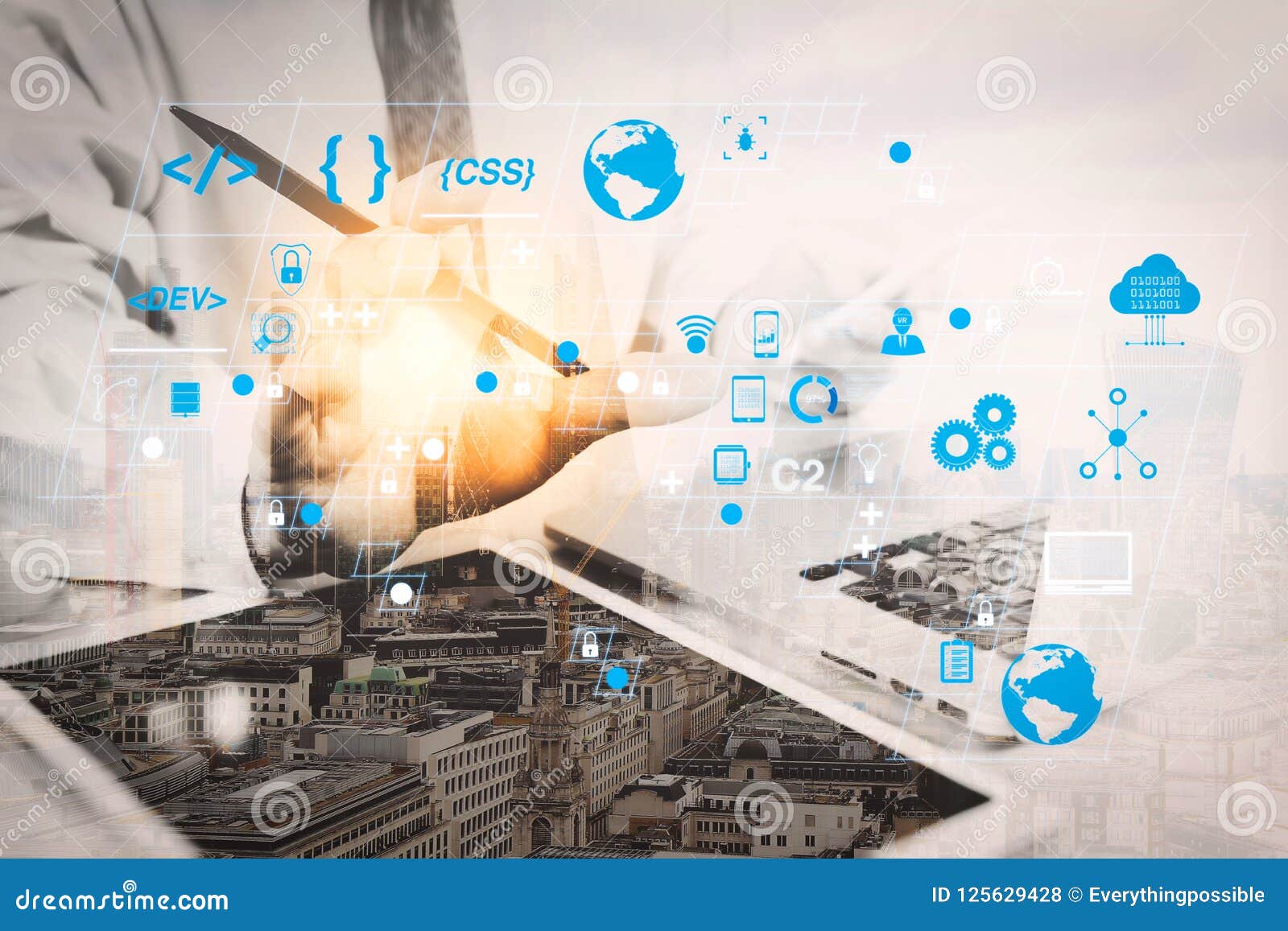 Medical Technology Concept. Doctor Hand Working with Modern Digital ...