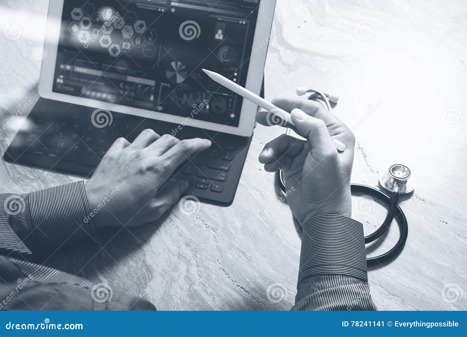 Medical Technology Concept. Doctor Hand Working with Modern Digital ...