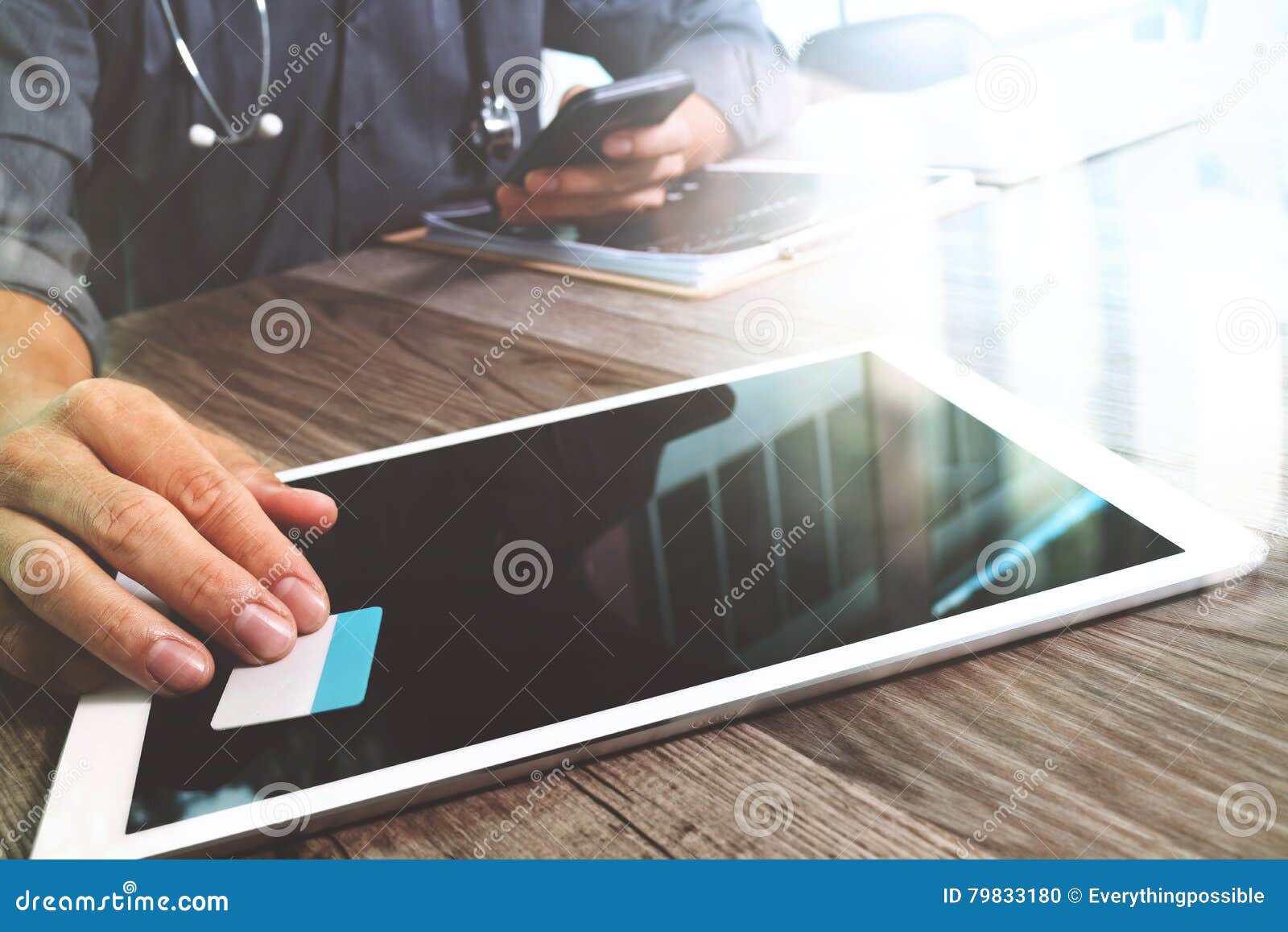 Medical Technology Concept. Doctor Hand Working with Modern Digital ...