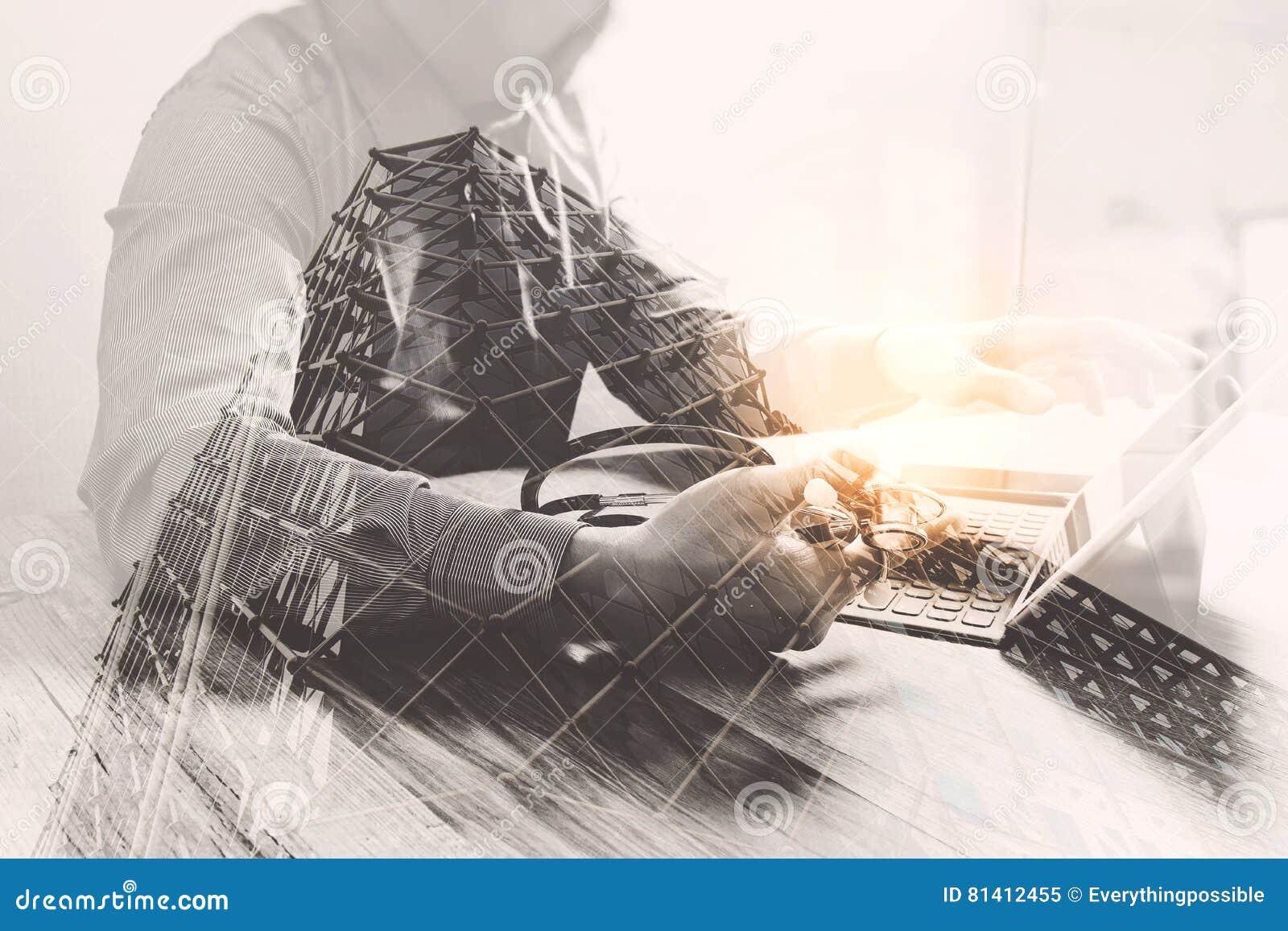Medical Technology Concept. Doctor Hand Working with Modern Digital ...