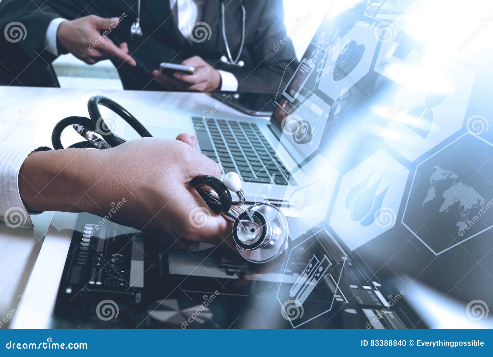 Medical Technology Concept. Doctor Hand Working with Modern Smart Phone ...