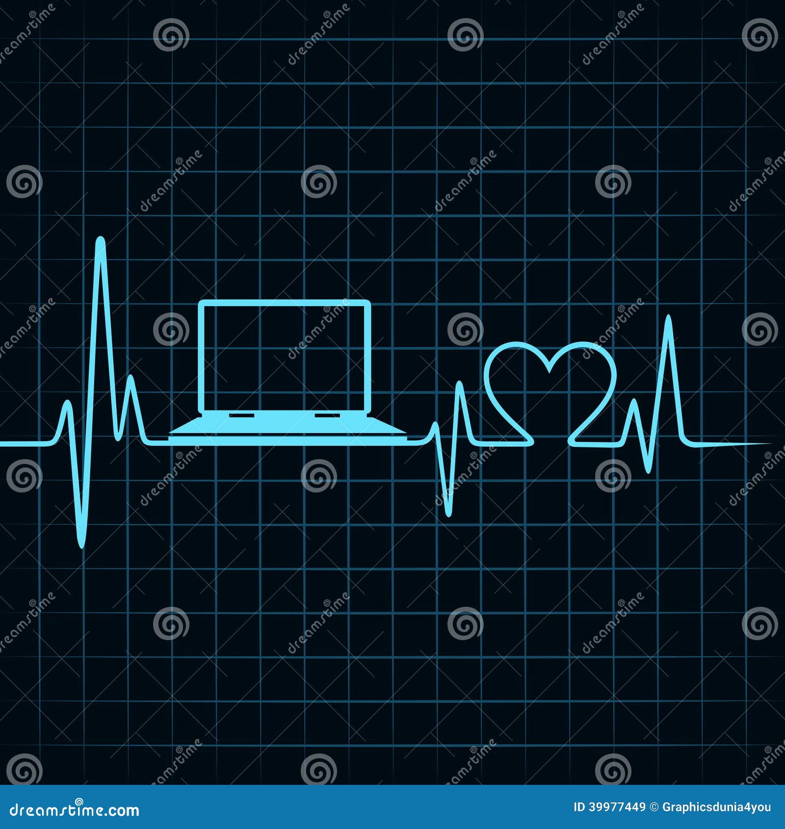 Medical Technology Concept, Heartbeat Make a Laptop Stock Vector ...