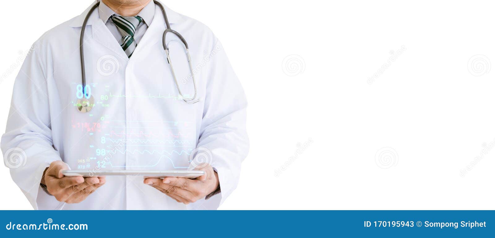 Medical Technology the Doctor Held a Tablet Check Stock Image - Image ...