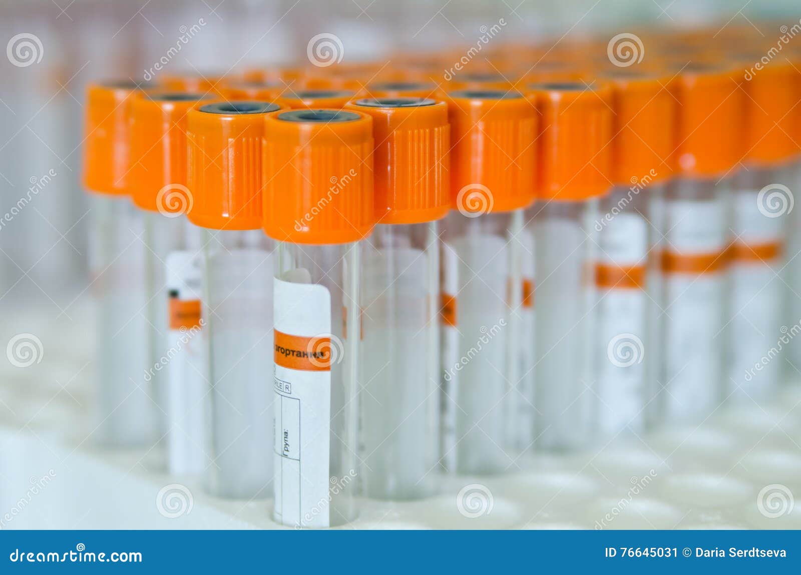 Medical Test Tubes with Orange Lid Stock Image - Image of medical, tube ...