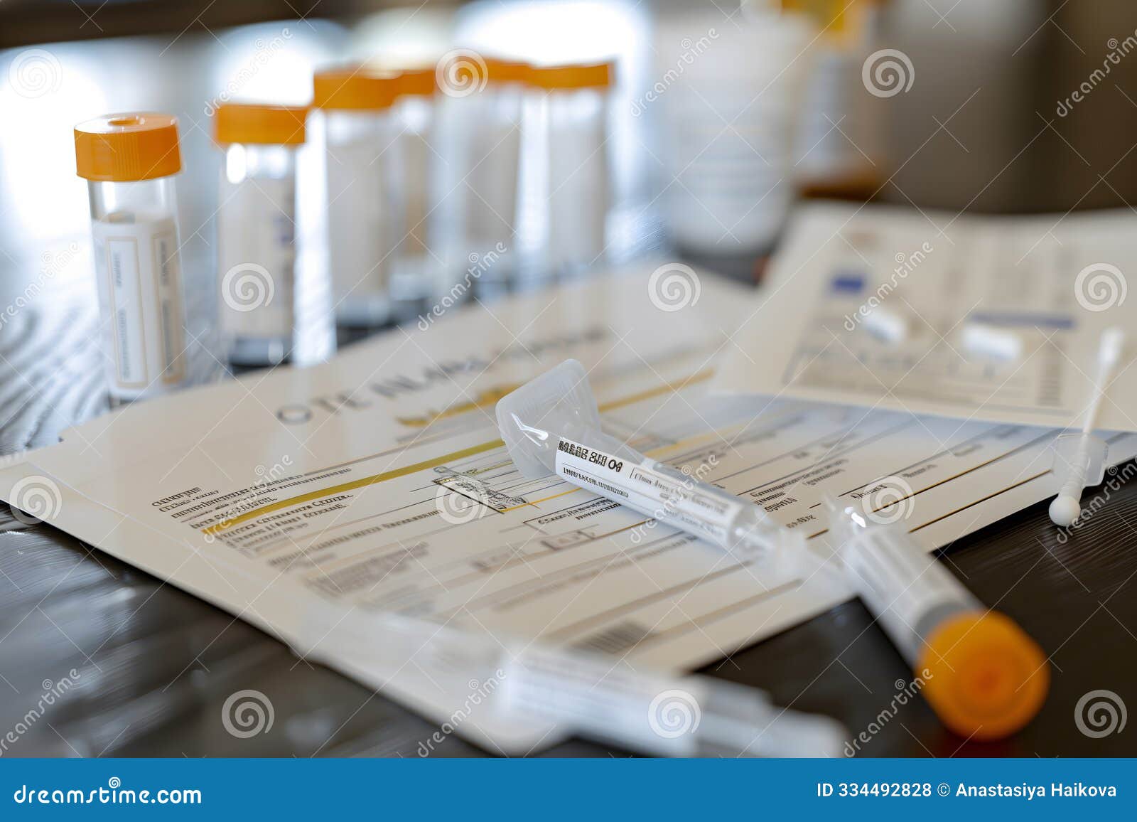 Medical Test Tubes and Various Reagents, Prepared for Laboratory ...