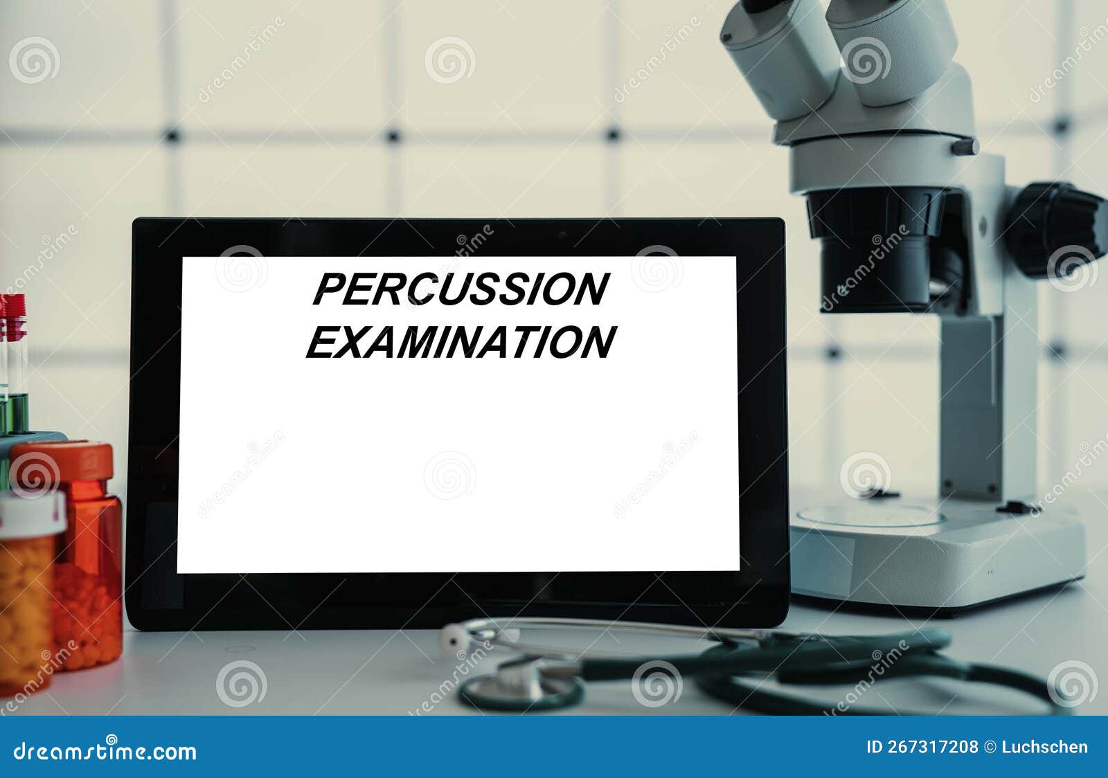Medical Tests and Diagnostic Procedures Concept. Text on Display in Lab ...