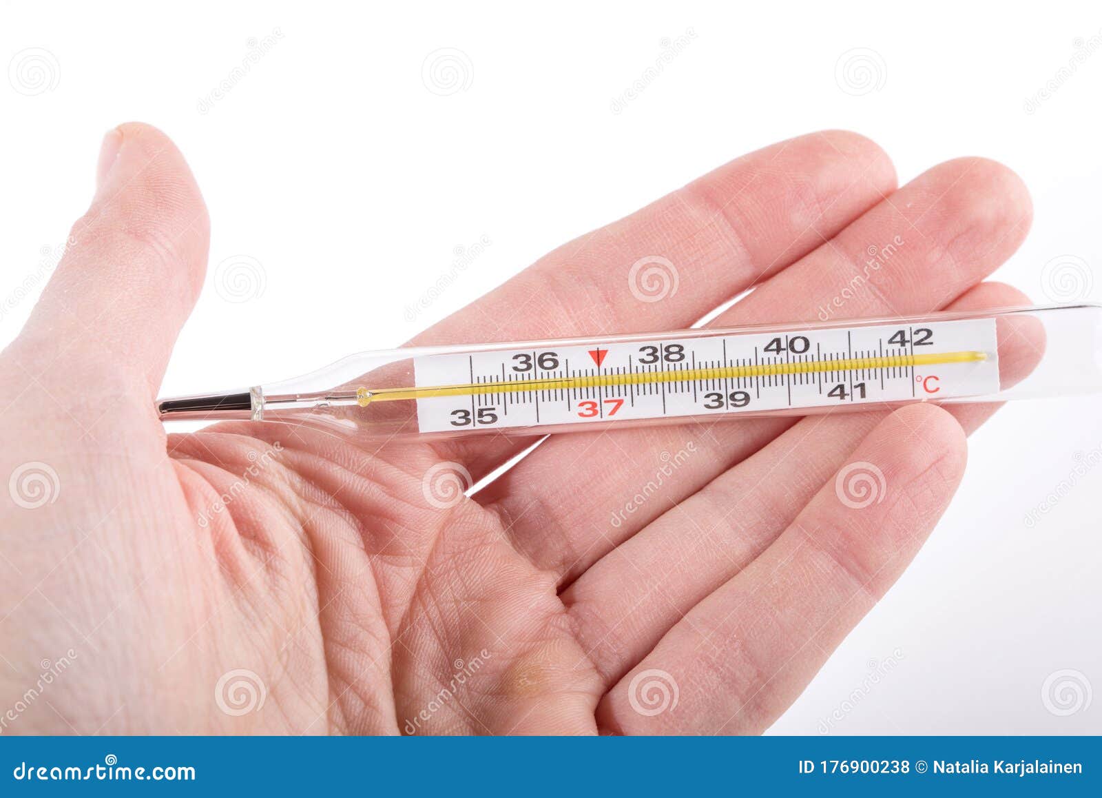 Medical Thermometer in the Palm of Your Hand Stock Photo - Image of ...
