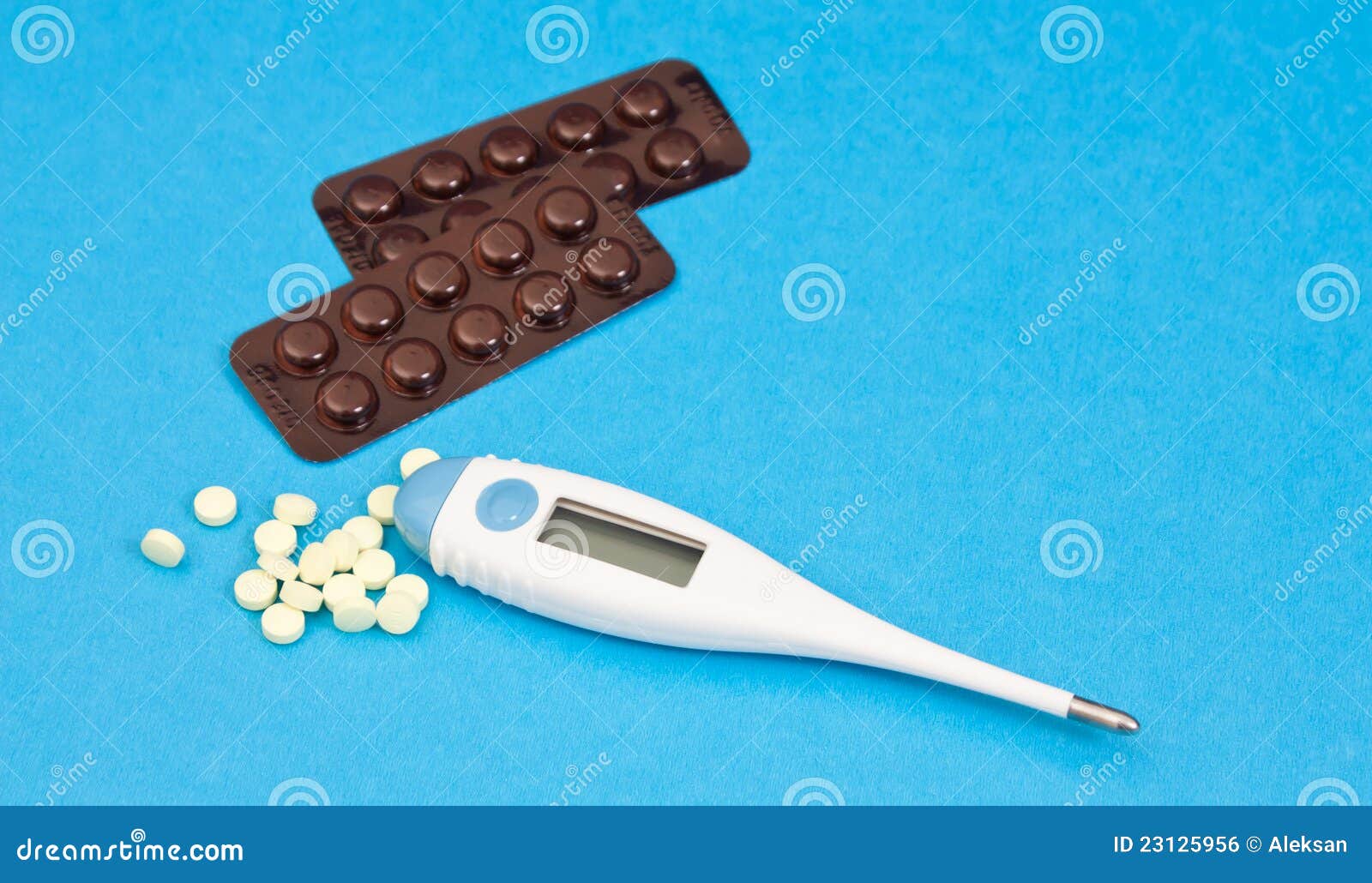 The Medical Thermometer and Pills. Stock Photo - Image of pack, pill ...