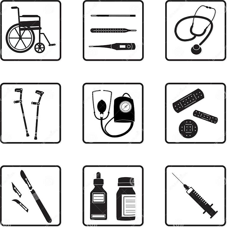 Medical tools and icons stock vector. Illustration of glass - 4786474