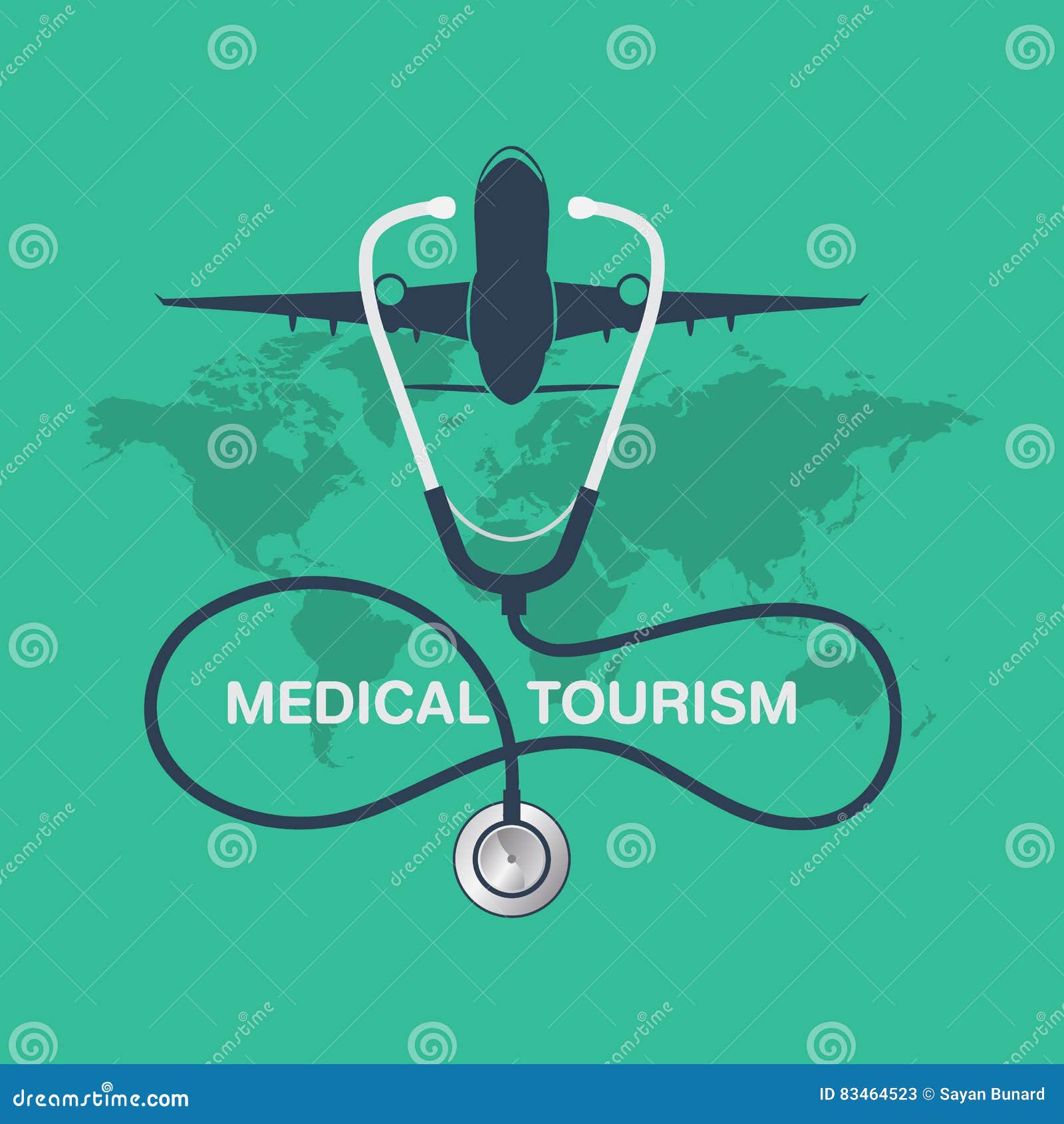 Medical Tourism Concept Symbol Background. Medical Stethoscope On Globe ...