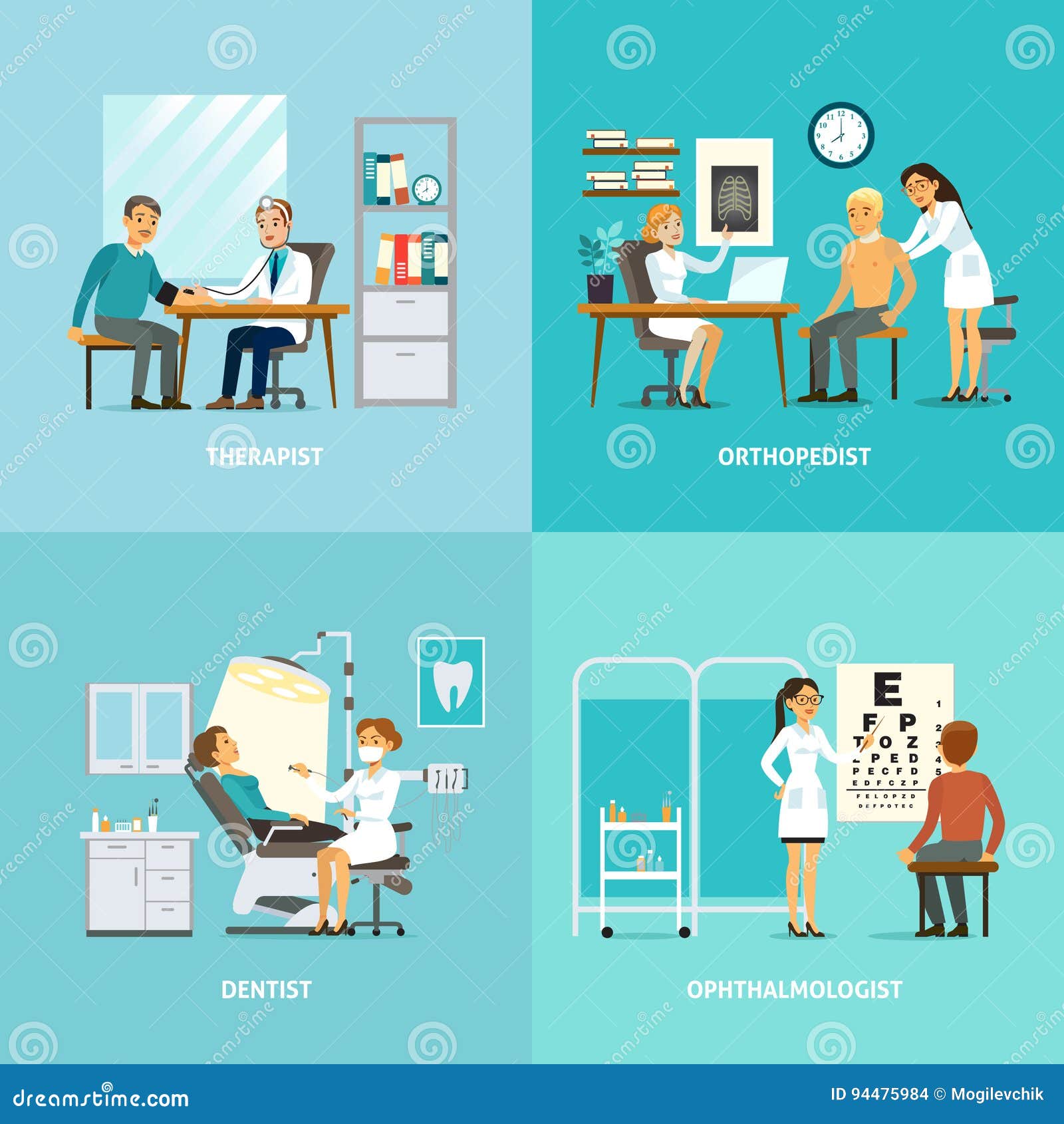 Set Of Patients Visiting Different Doctors For Diagnostic Procedures ...