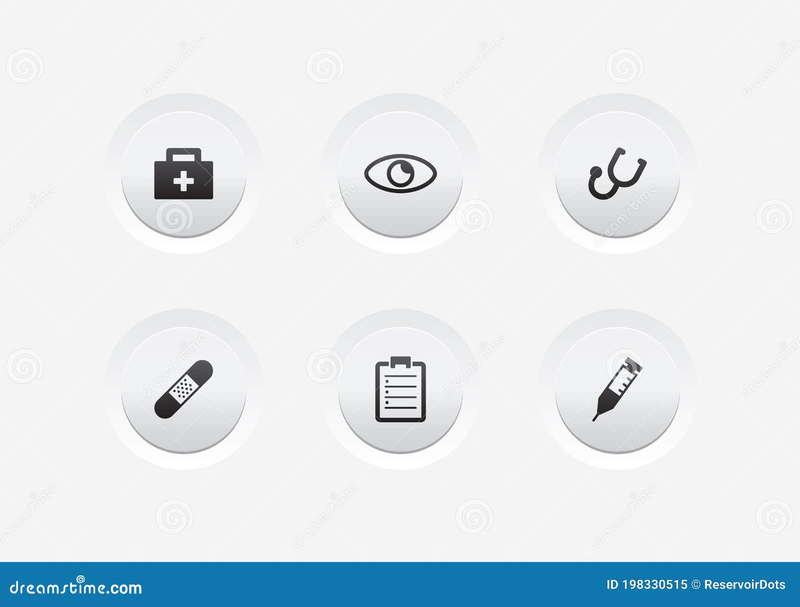 Medical UI Buttons stock vector. Illustration of science - 198330515
