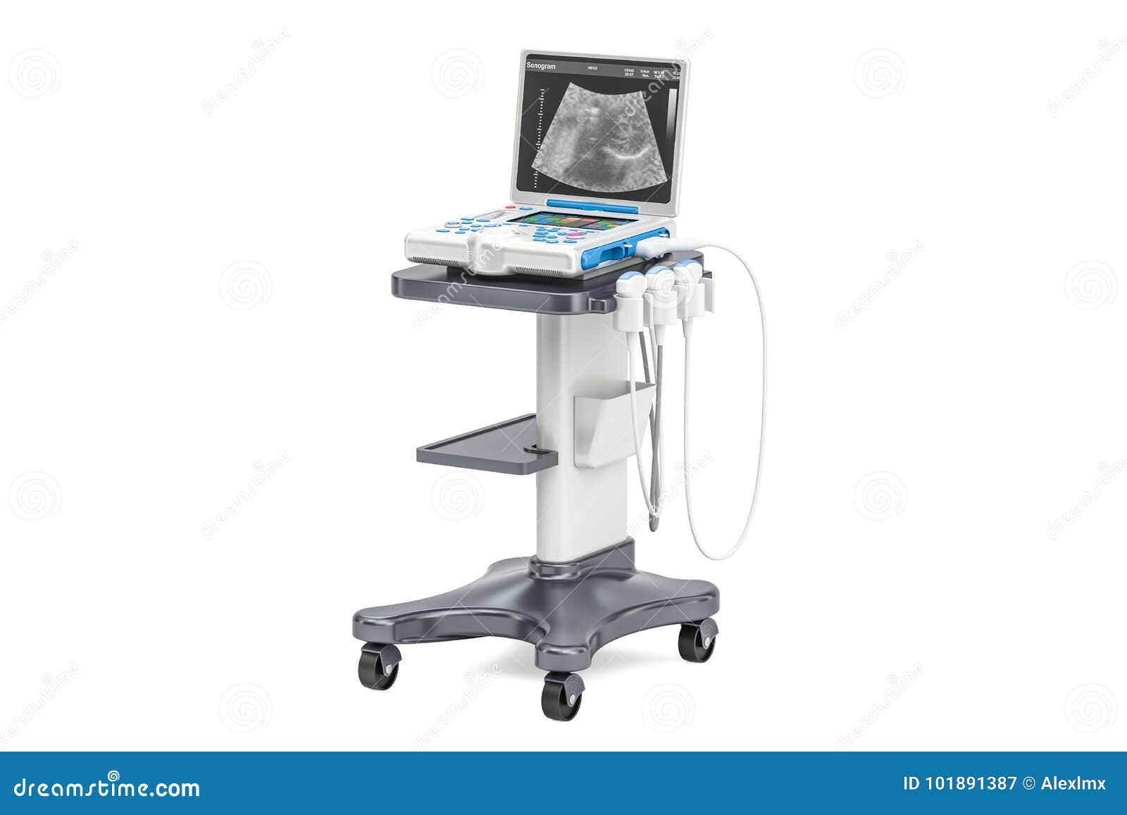 Medical Ultrasound Diagnostic Machine 3d Rendering Stock Illustration