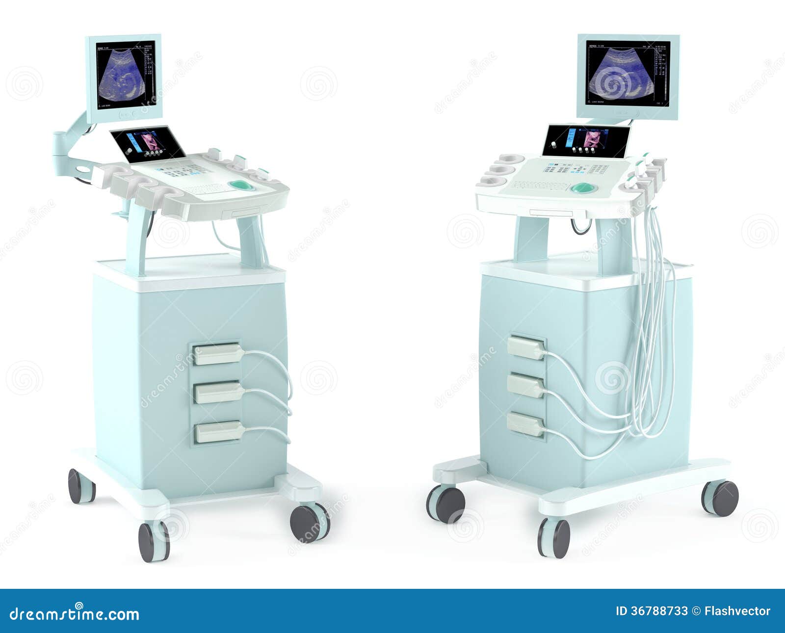 Medical Ultrasound Diagnostic Machine Isolated Stock Illustration