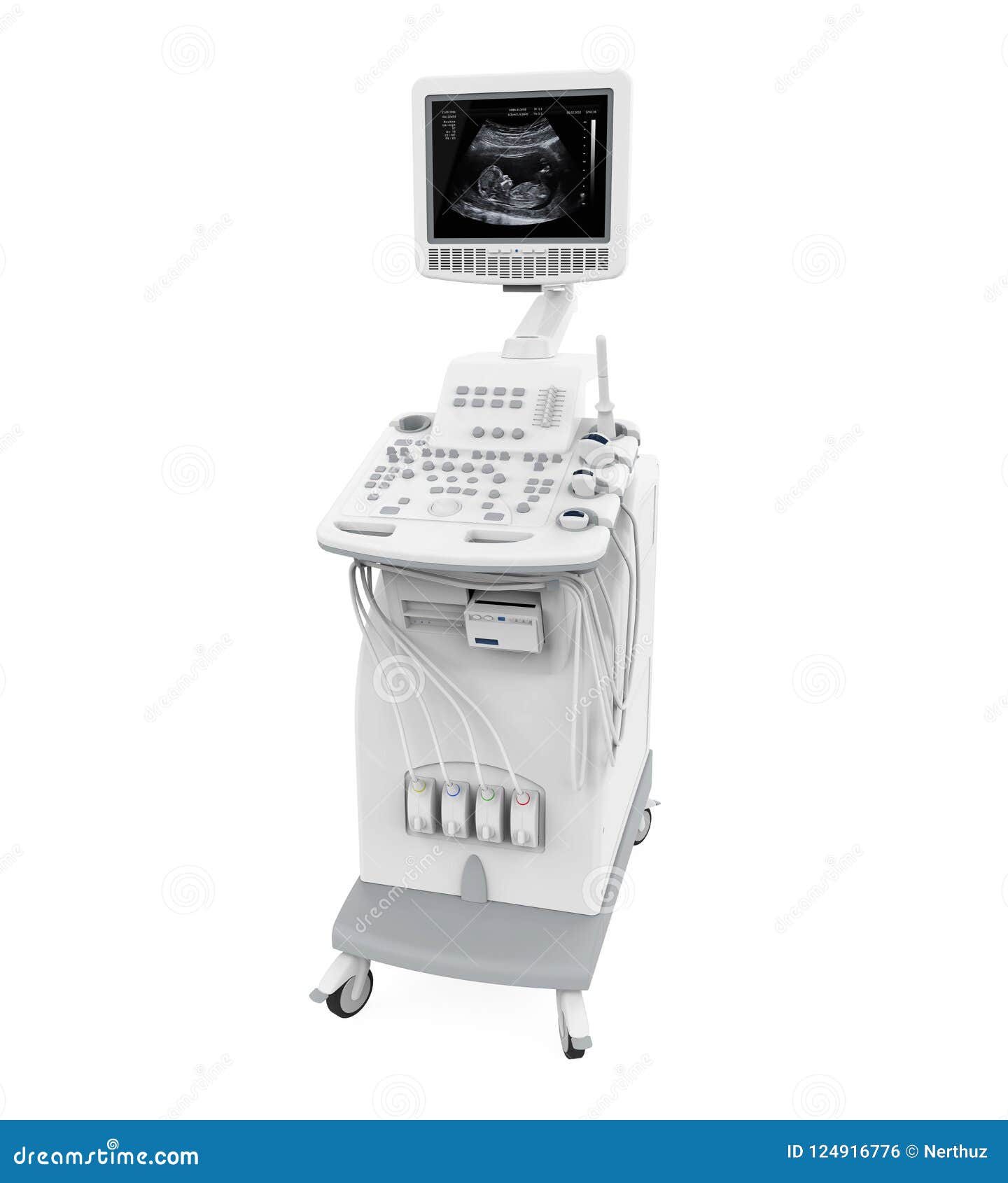 Medical Ultrasound Diagnostic Machine Isolated Stock Illustration
