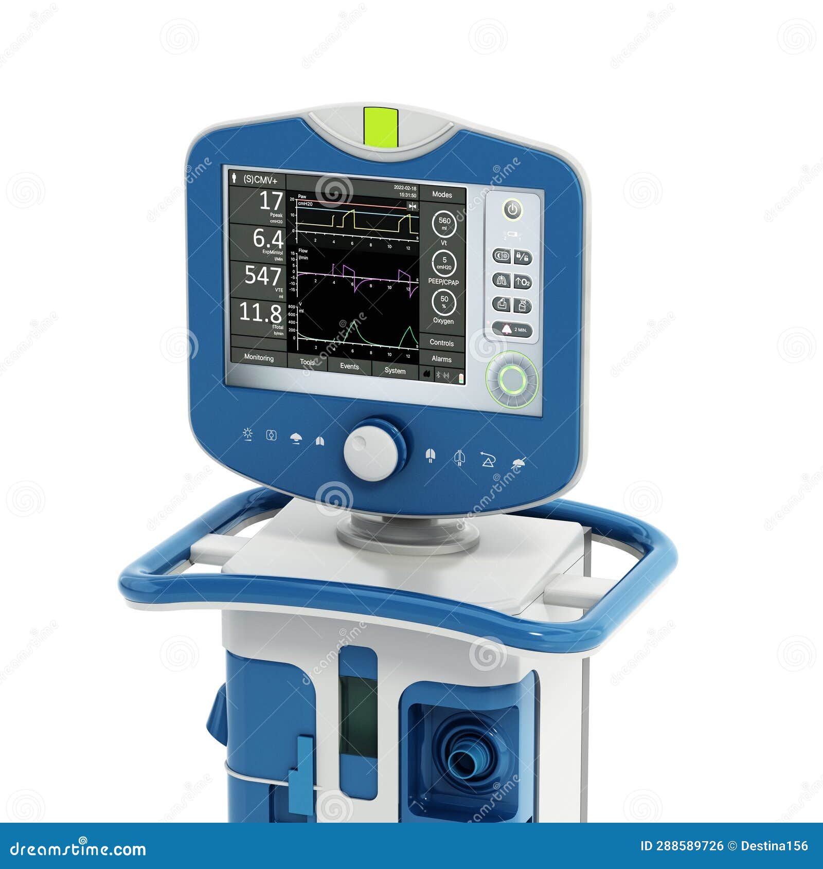 Medical Ventilator Device Isolated on White Background. 3D Illustration ...