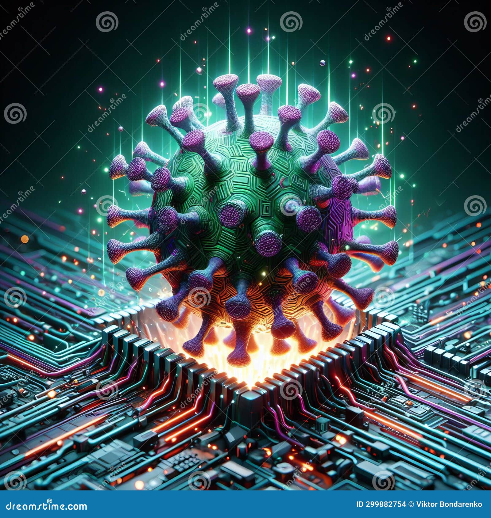 Medical Virus Cell Model Attacks Cpu Stock Photo - Image of processor ...