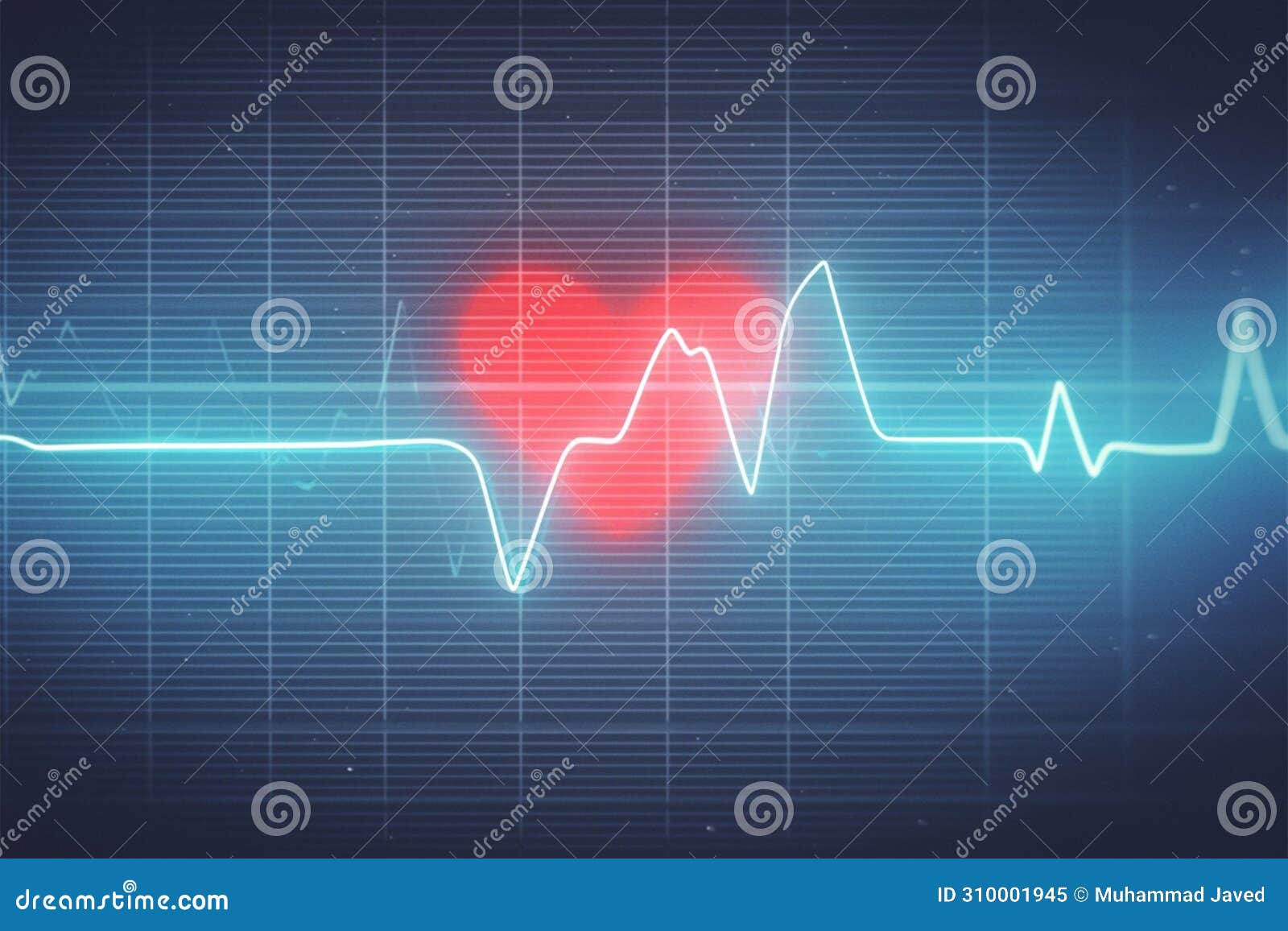 Medical Visualization EKG or ECG Graph with a Red Heart Stock ...