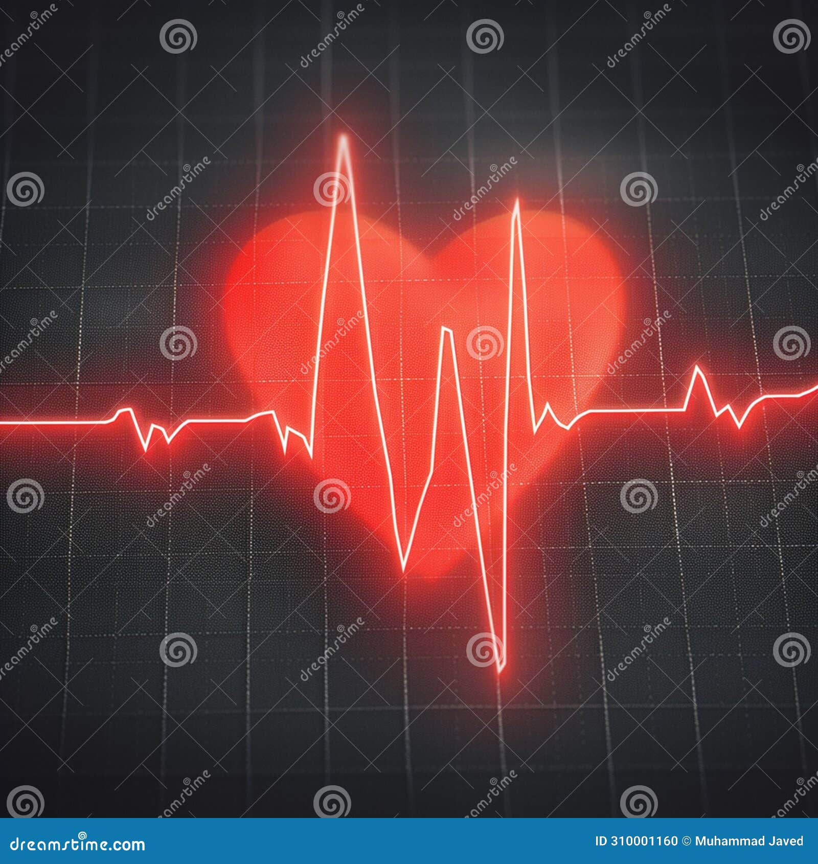 Medical Visualization EKG or ECG Graph with a Red Heart Stock ...