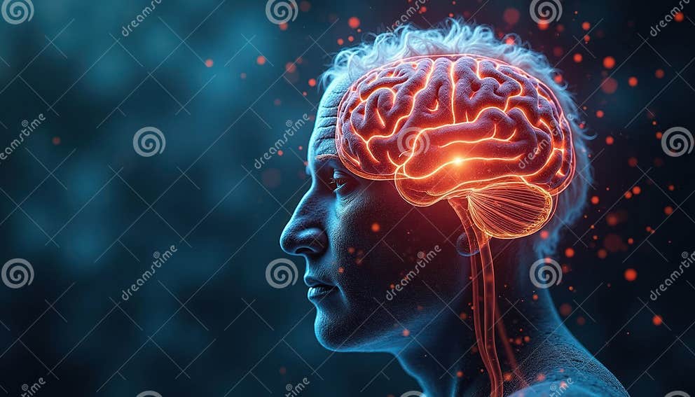 Medical Visualization of Human Head with Highlighted Brain Structures ...