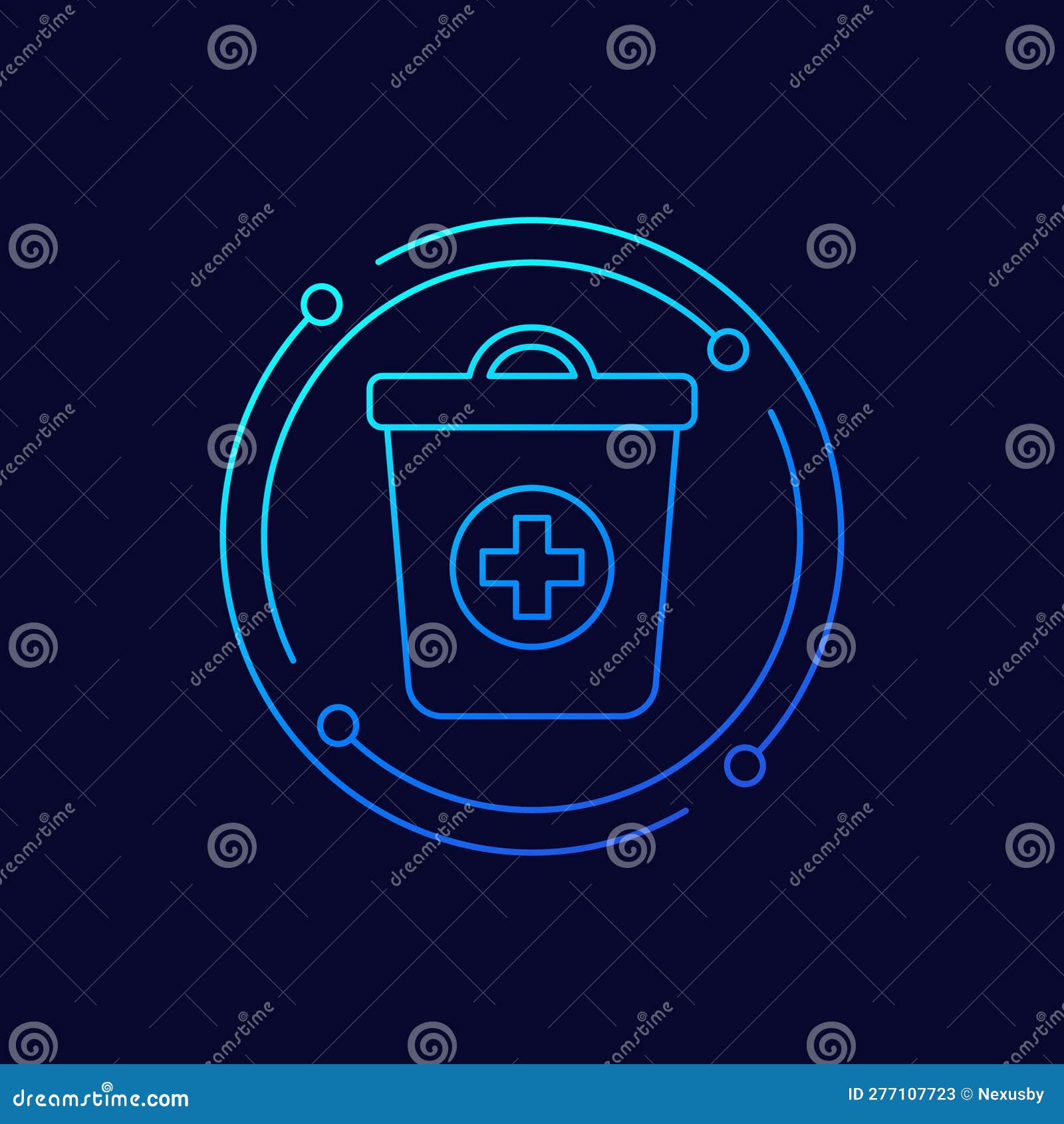 Medical Waste Line Icon with Trash Bin, Vector Stock Vector ...