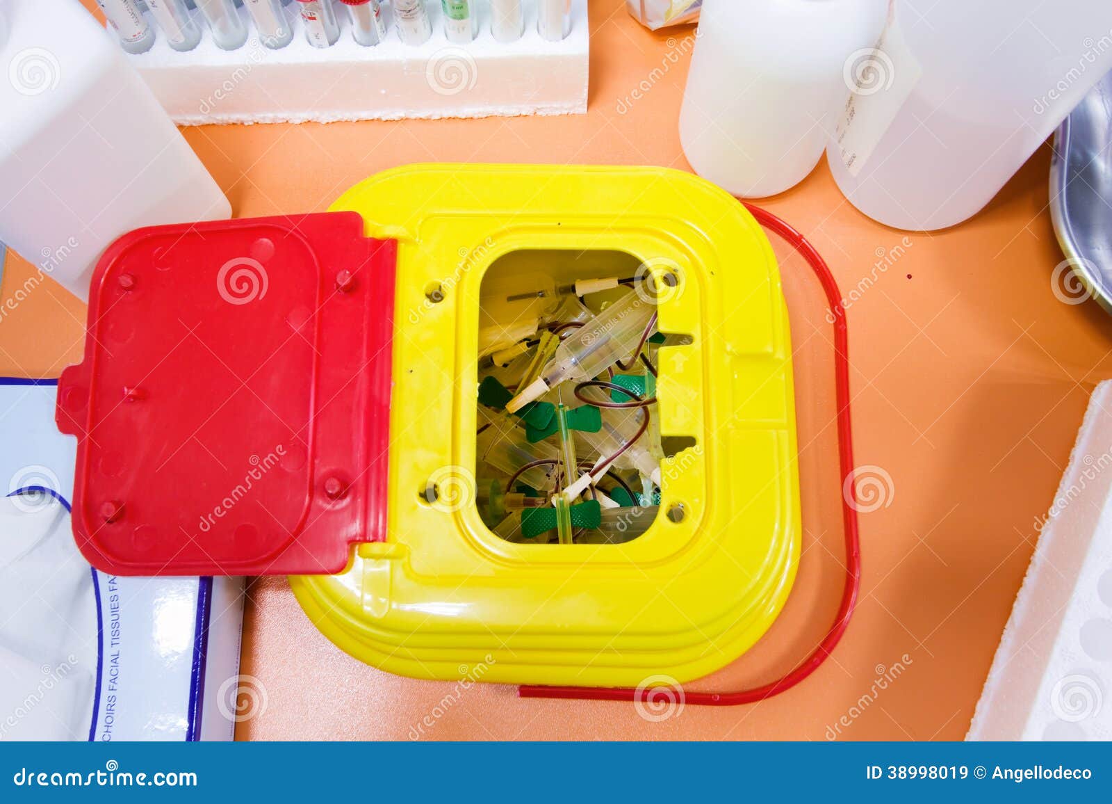 Medical Waste Bin. Contaminated Waste Sign. Biohazard Trash Garbage Bin ...