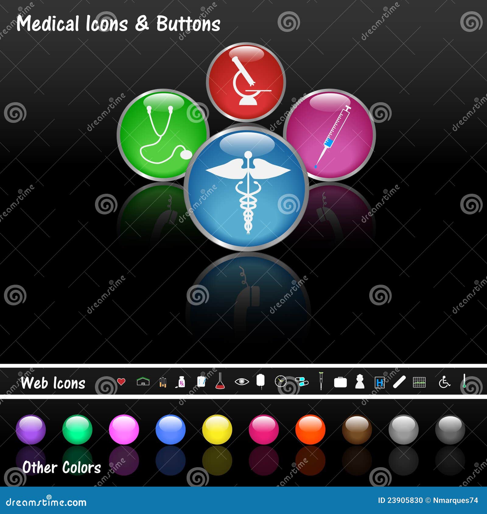 Medical Web Buttons stock vector. Illustration of hospital - 23905830