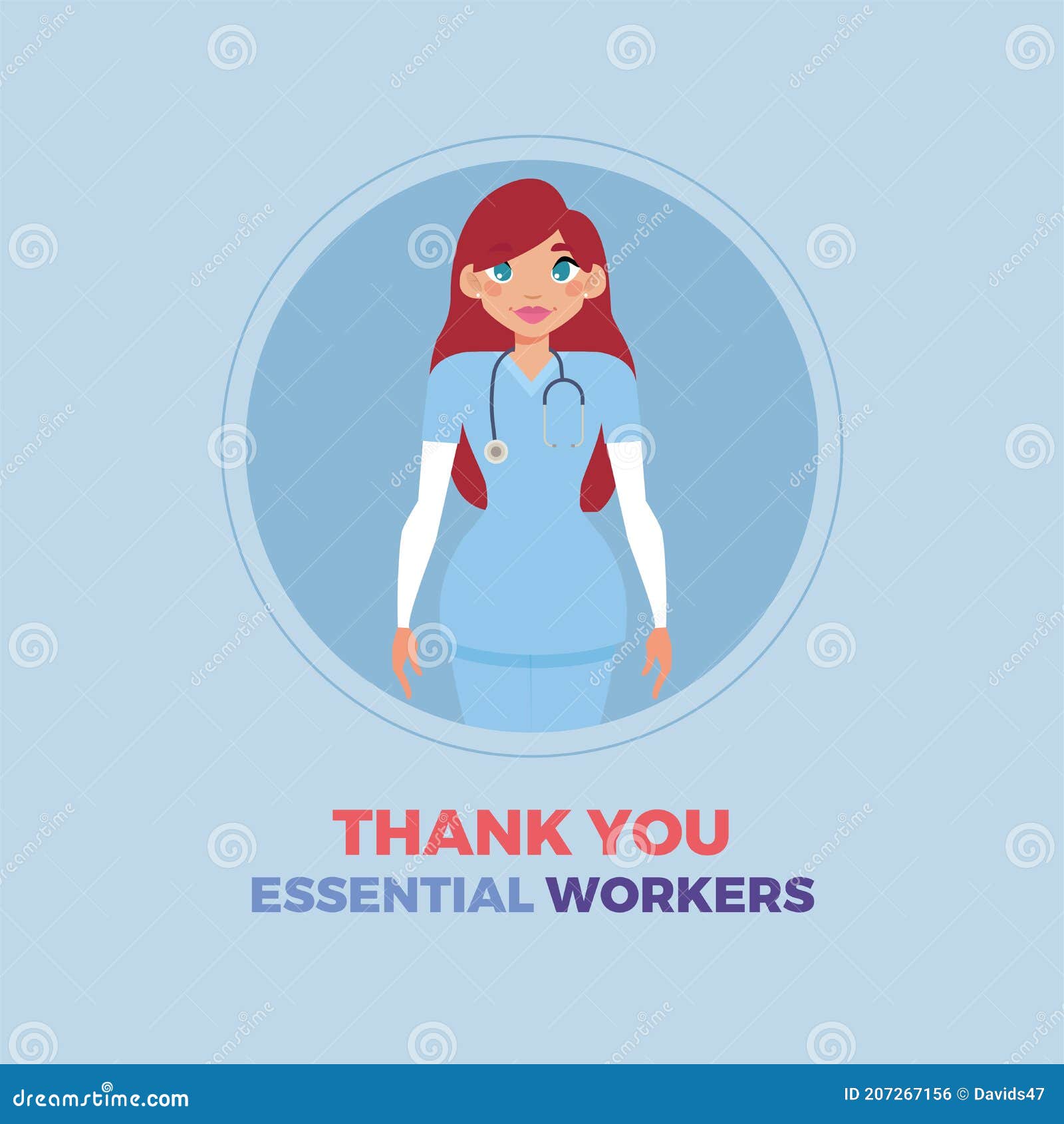 Medical Woman Thanks Essential Workers Stock Illustration ...