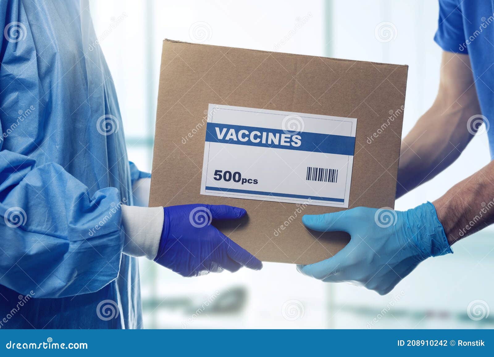 Medical Worker Accepting Box Delivery of Vaccines from Courier Stock ...