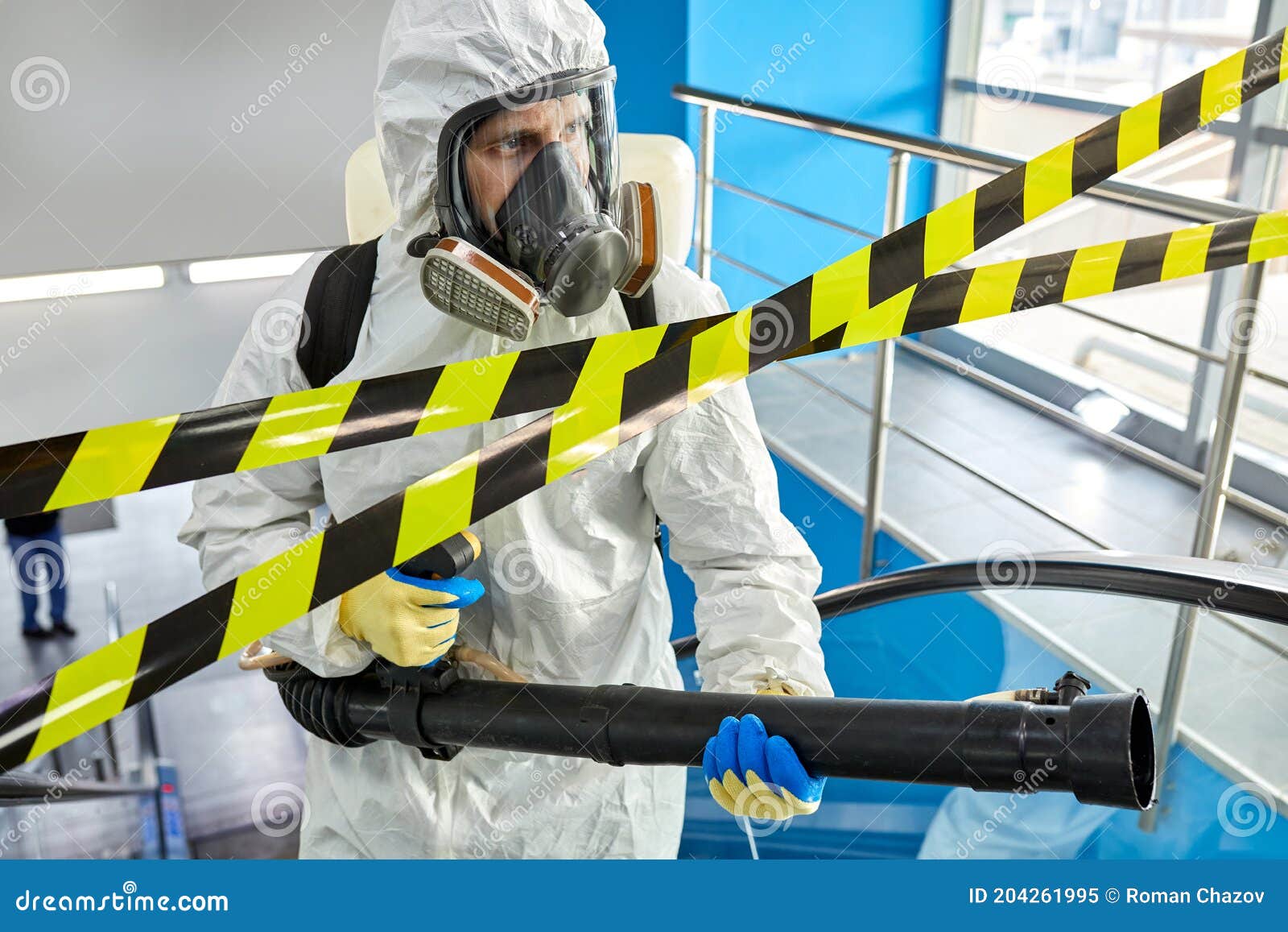 Medical Worker Sanitizing Interior Surfaces Inside of Building Stock ...