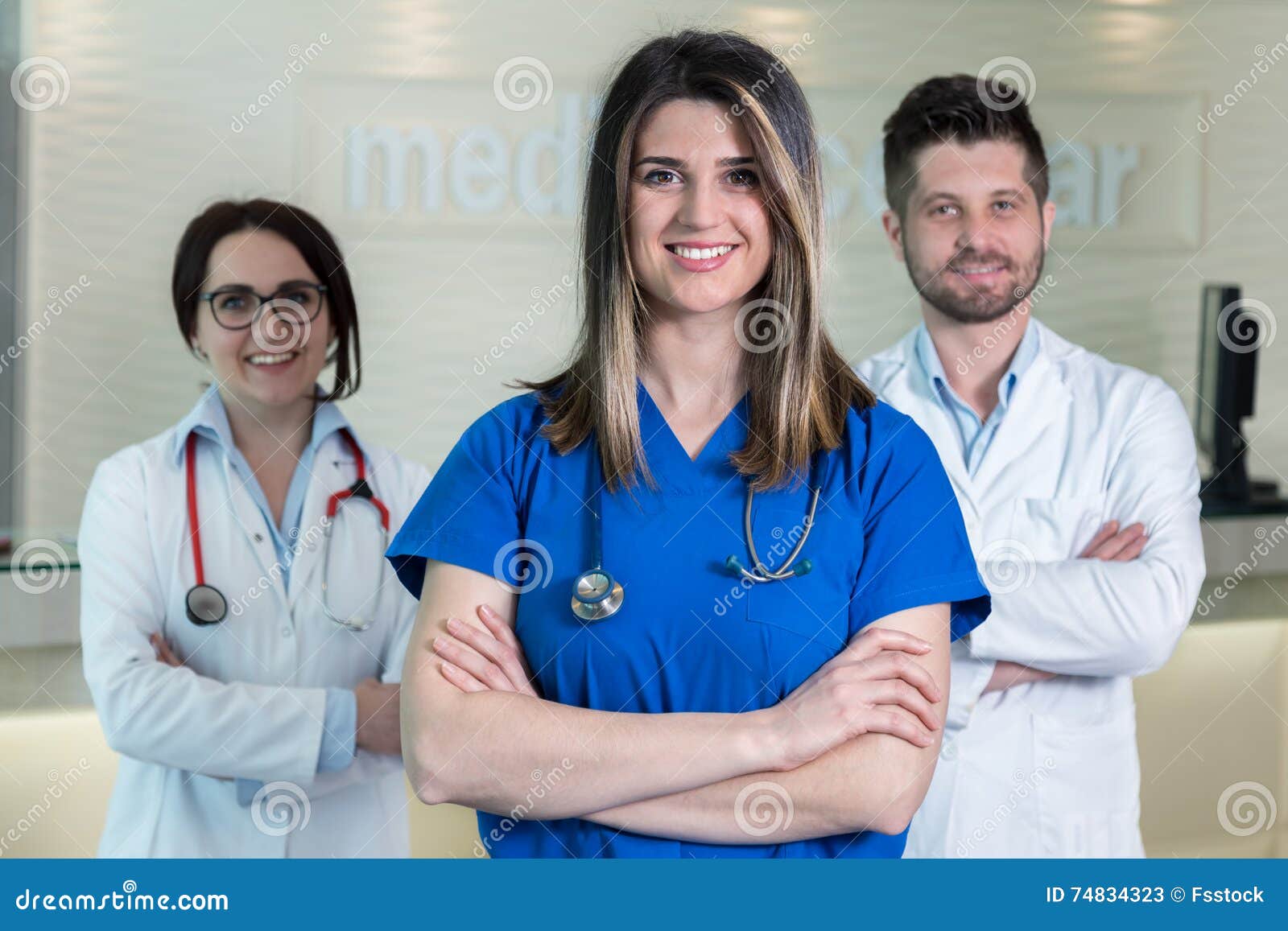 Medical workers in clinic stock image. Image of female - 74834323