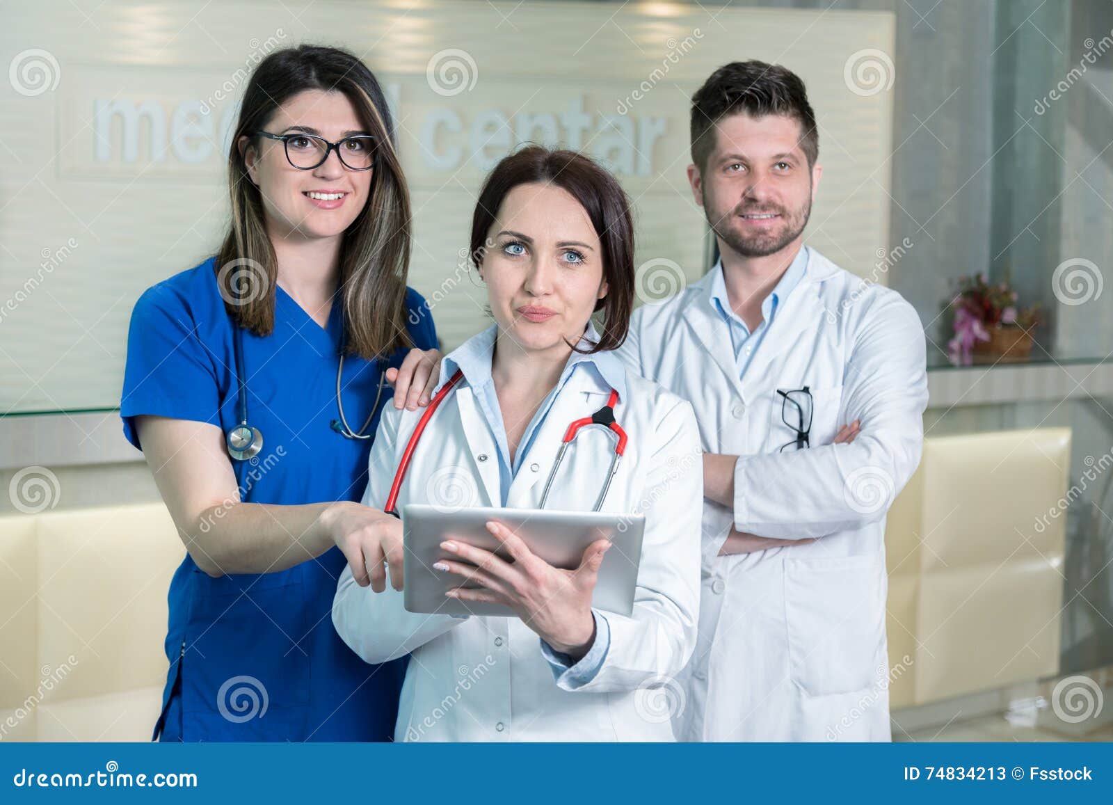 Medical workers in clinic stock image. Image of background - 74834213