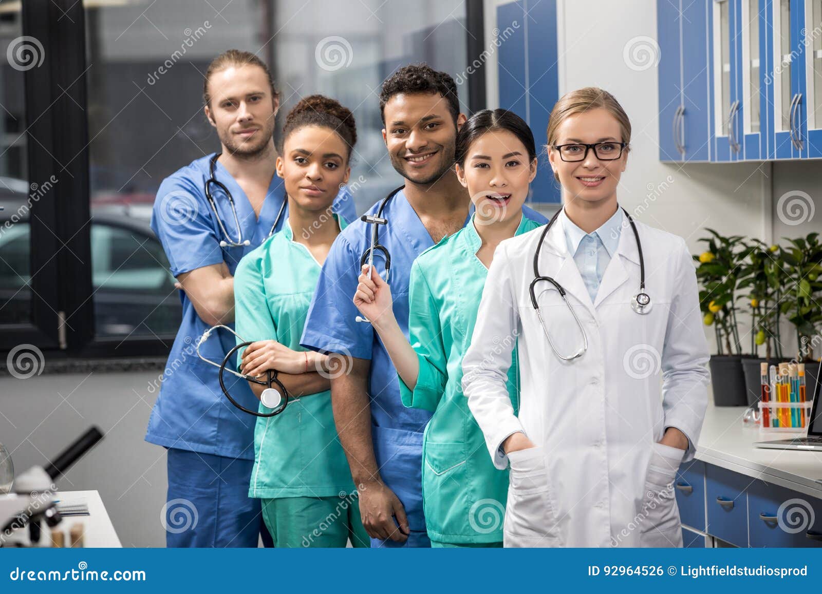 Medical Workers with Equipment in Laboratory Stock Photo - Image of ...