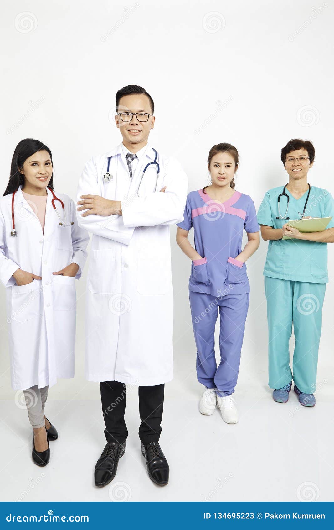 Medical Workers on Wall Background Stock Image - Image of hospital ...