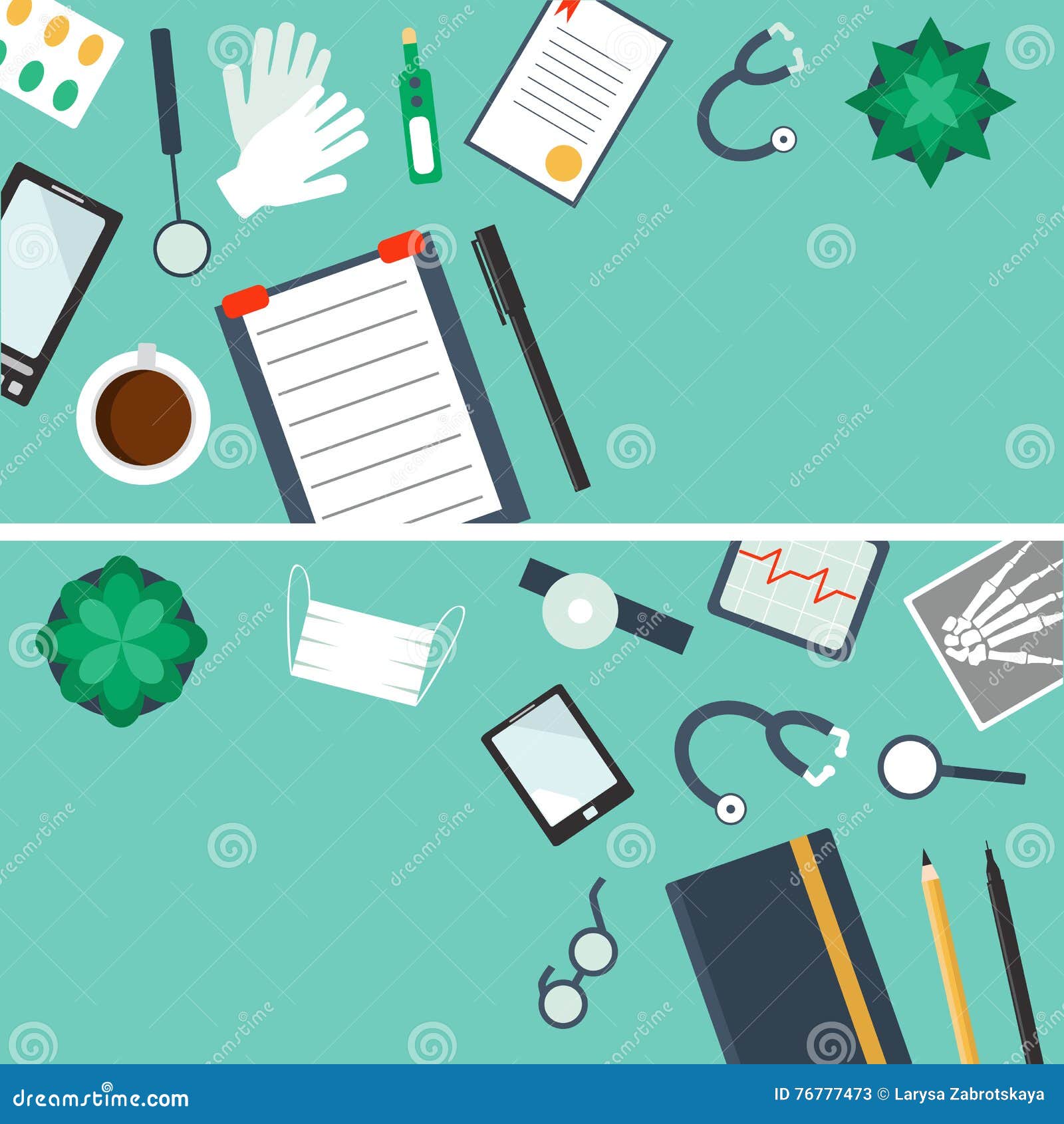 Medical Workspace with Medical Objects Stock Illustration ...
