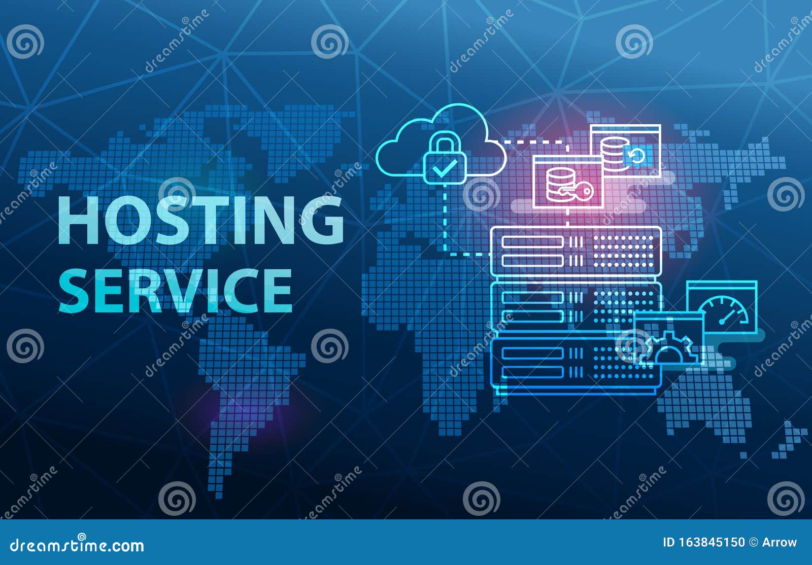Web Hosting Technology Internet and Networking Service Background Stock ...