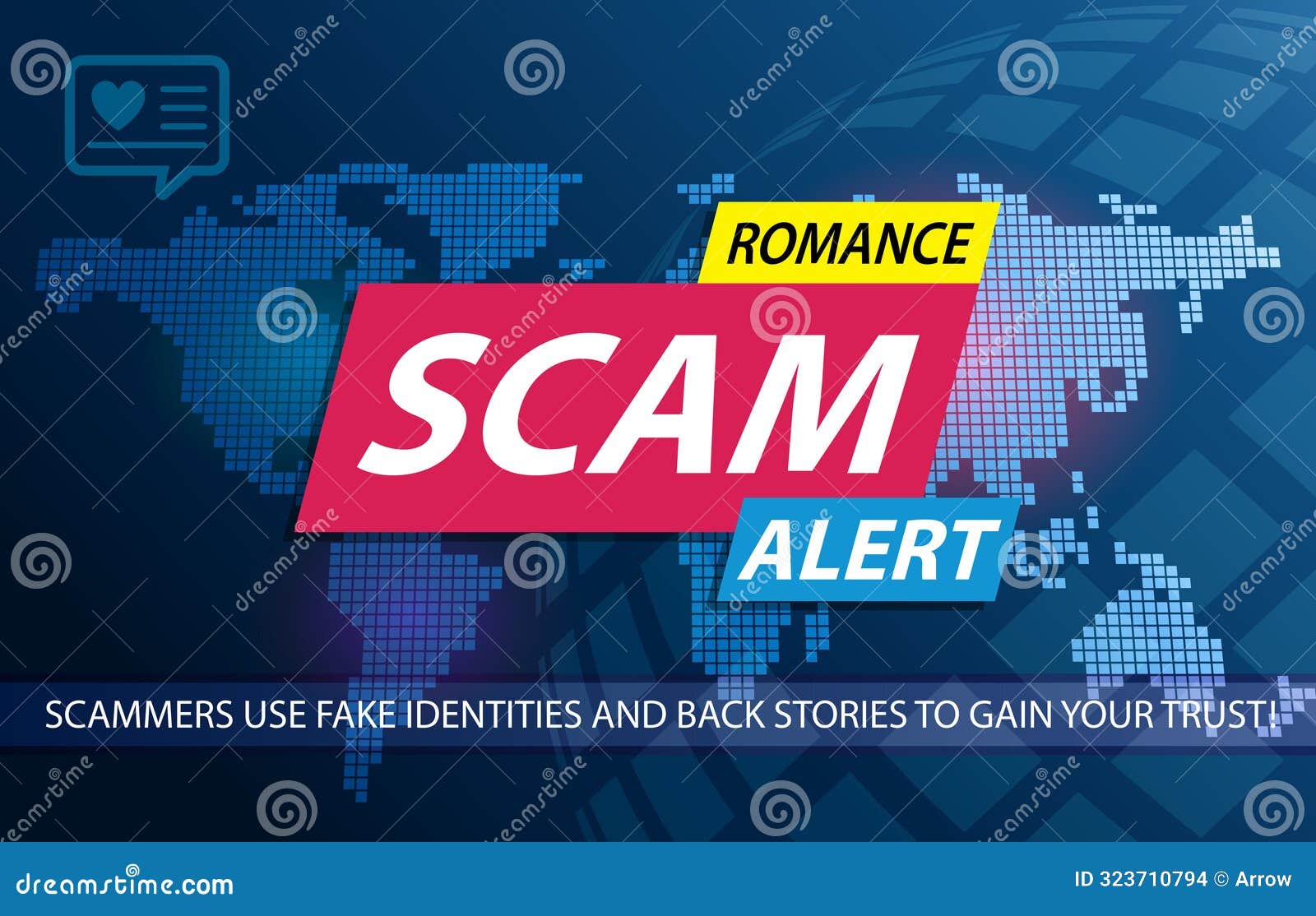 Love Romance Relationship Scam Alert Background Vector Illustration ...