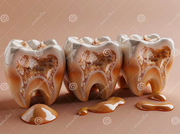 Medically Accurate 3D Illustration of a Set of Medically Damaged Molar ...