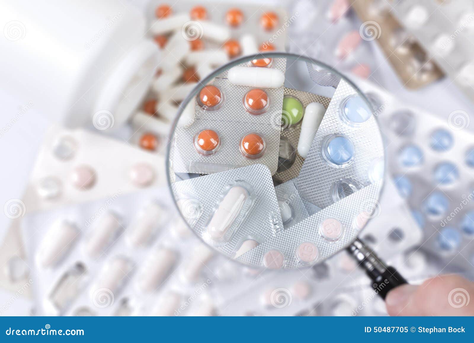 Medicaments Under Magnifying Glass Stock Image - Image of magnification ...