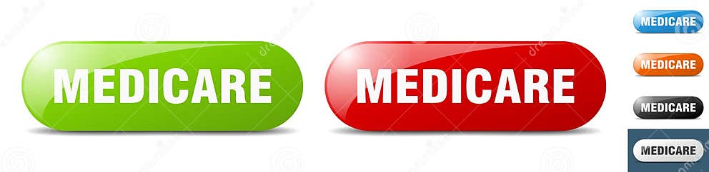 Medicare Button. Key. Sign. Push Button Set Stock Vector - Illustration ...