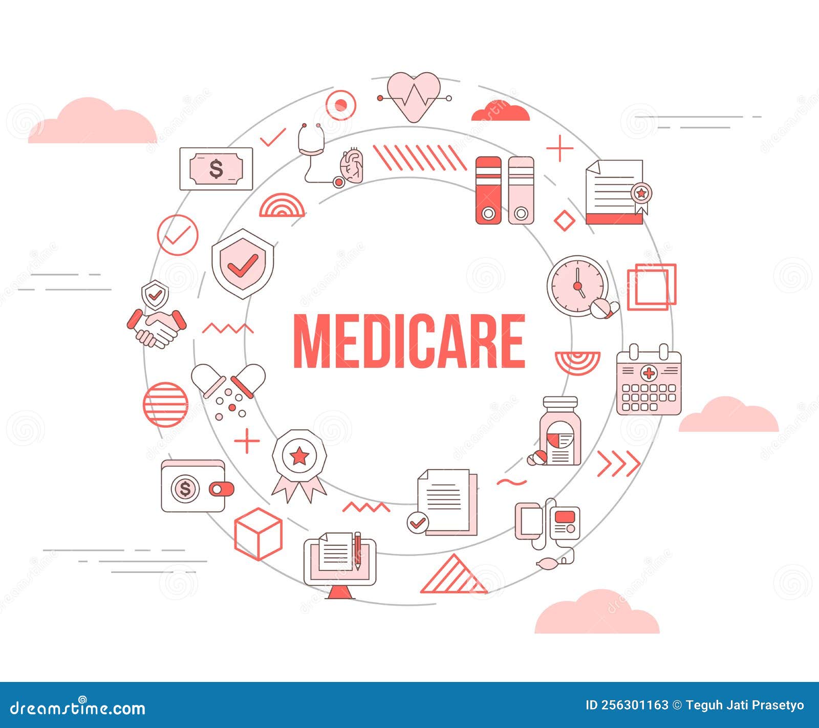 Medicare Concept with Icon Set Template Banner and Circle Round Shape ...