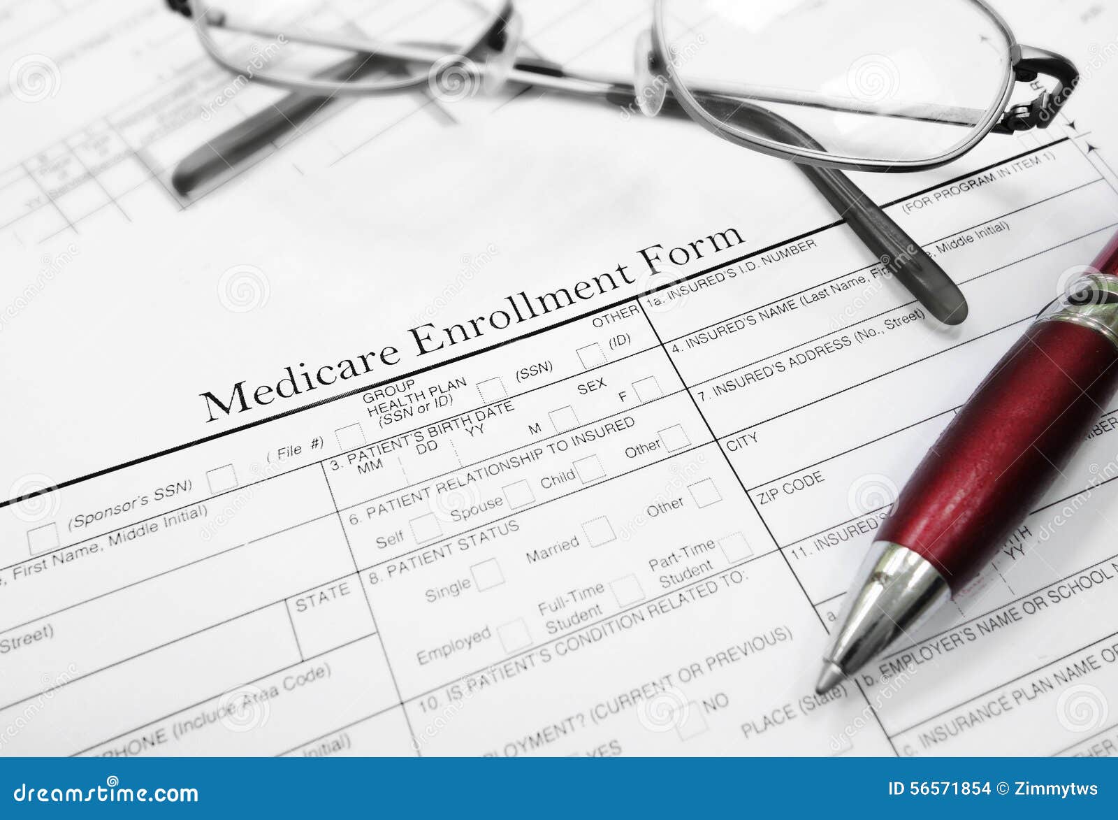 Medicare enrollment form stock photo. Image of senior - 56571854